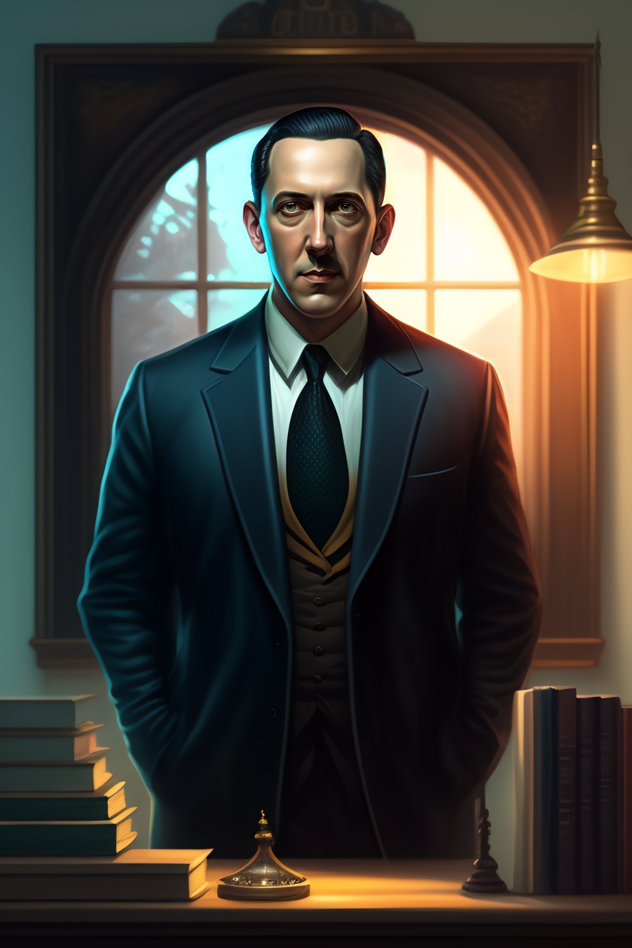 Lexica - Portrait of hp lovecraft in his own house, highly detailed ...