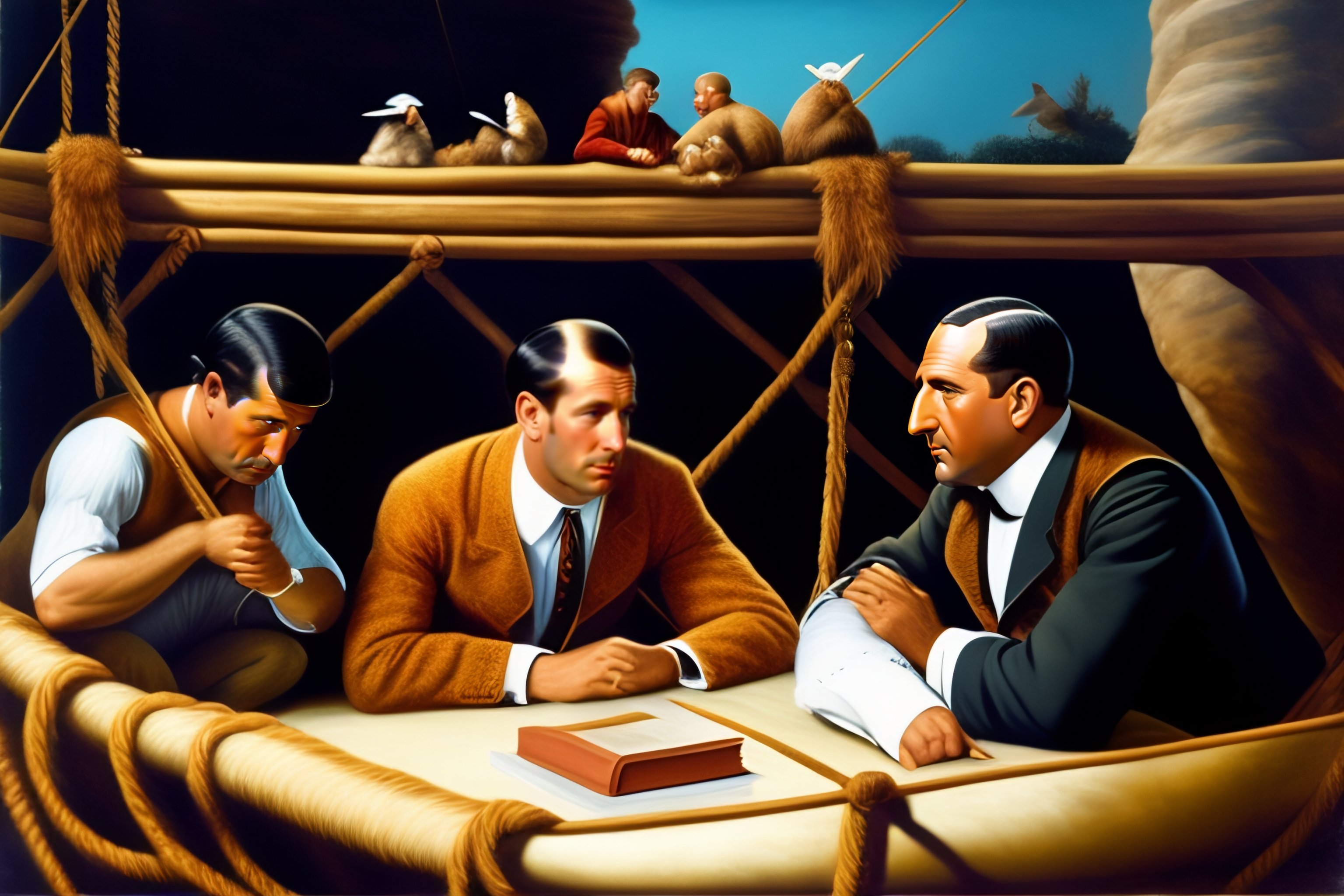 Lexica - Three stooges reading the bible on the trapeze with other ...