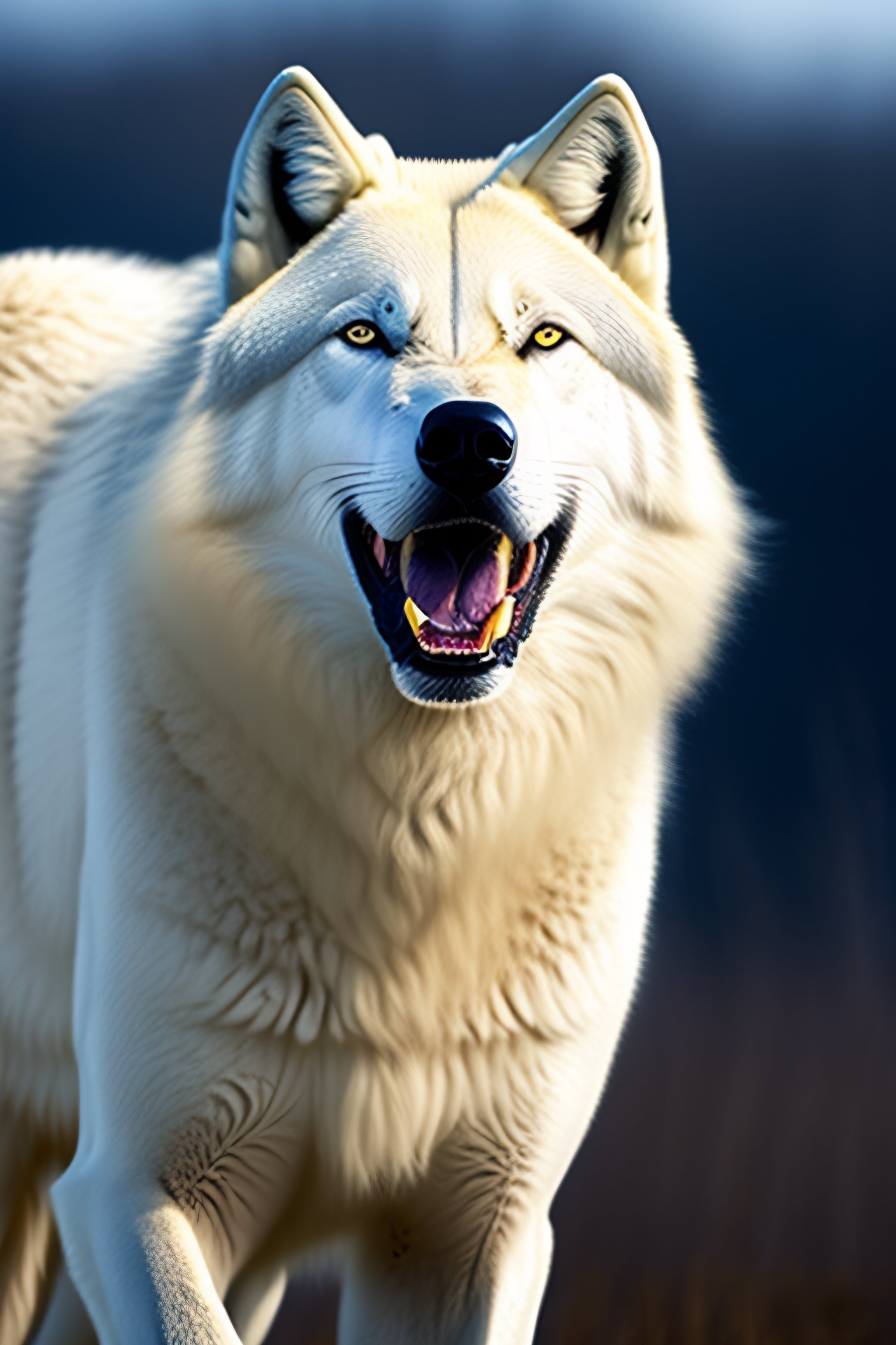 Lexica - A huge arctic wolf howling on Facial mark shows the extent of ...