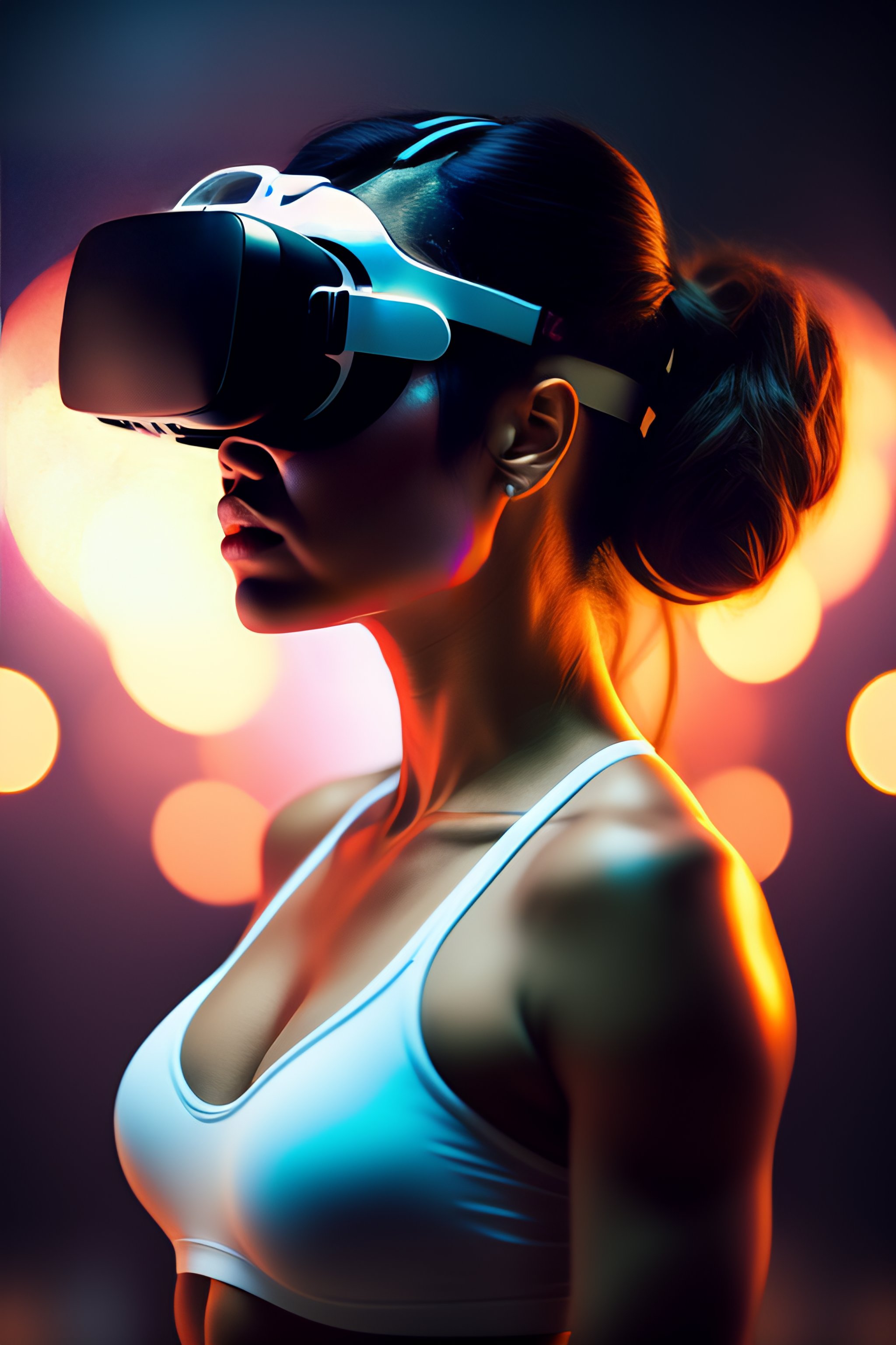 Lexica - VR Headset Meta Quest, full body shot, half side view, masterpiece still (((photo ...