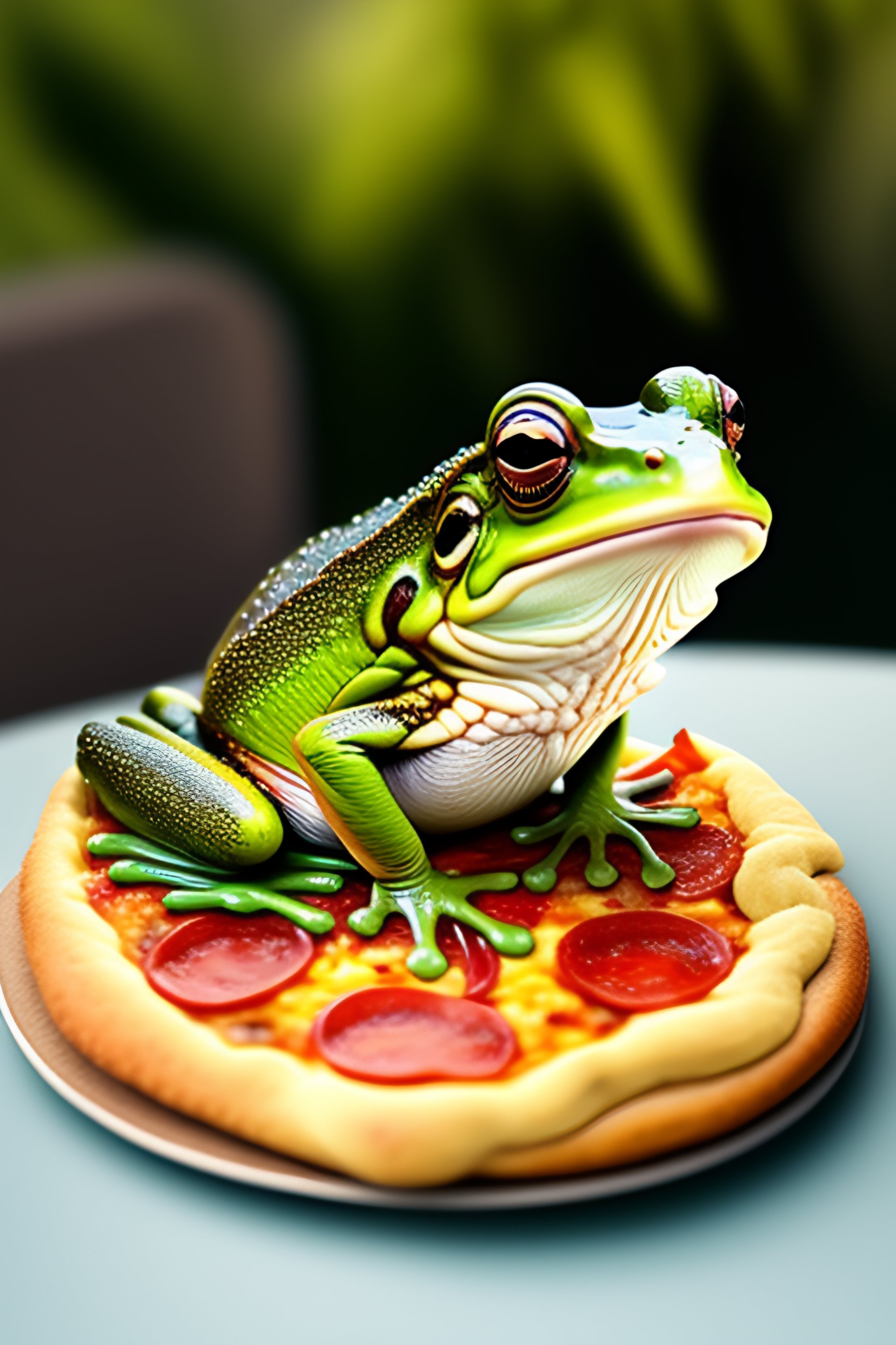 Lexica - Frog eating pizza