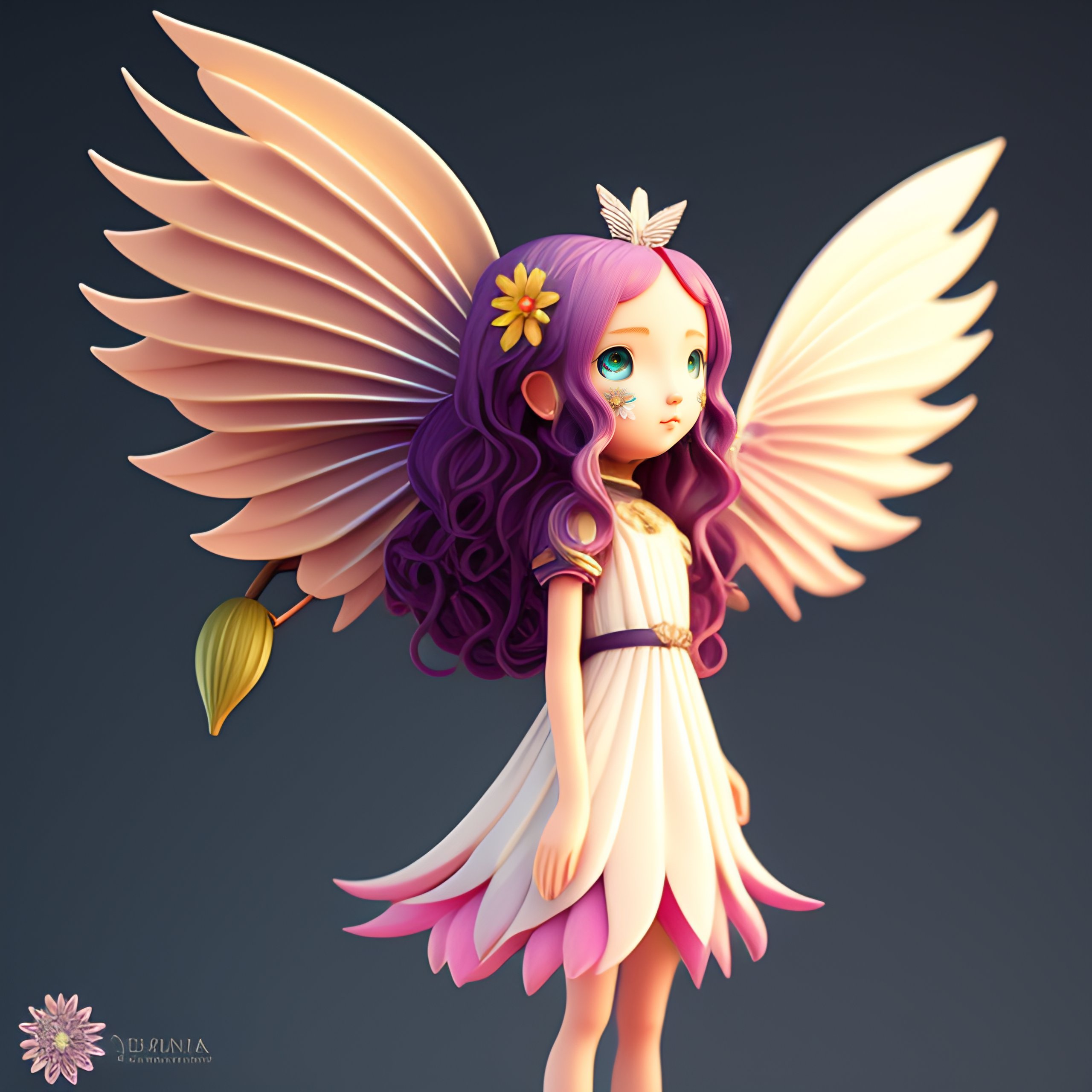 Lexica - Winged flower fairy with fairy wand, minimalist, studio ghibli ...