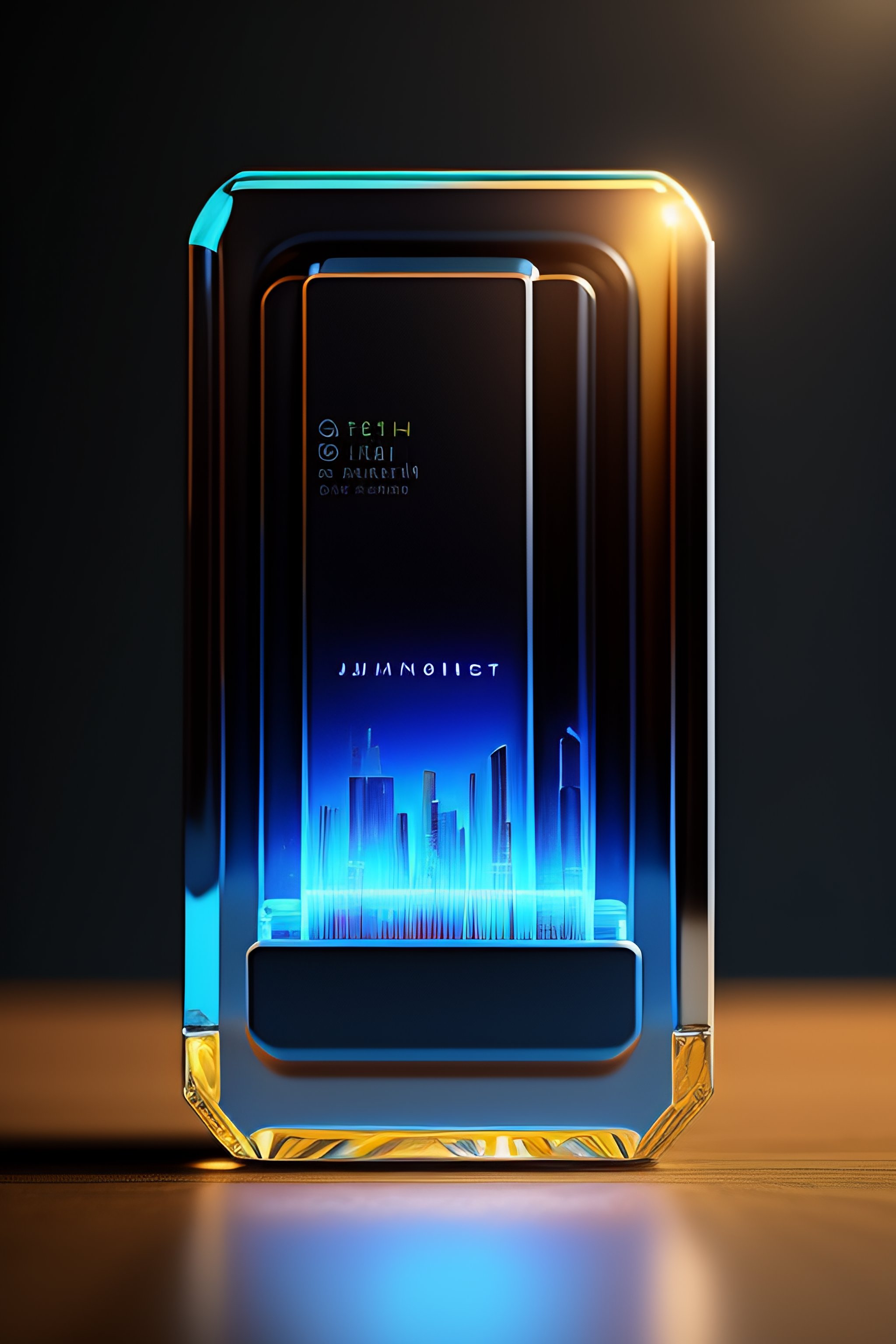 Lexica - Glass cyberpunk keycard where only the corner is touching the ...