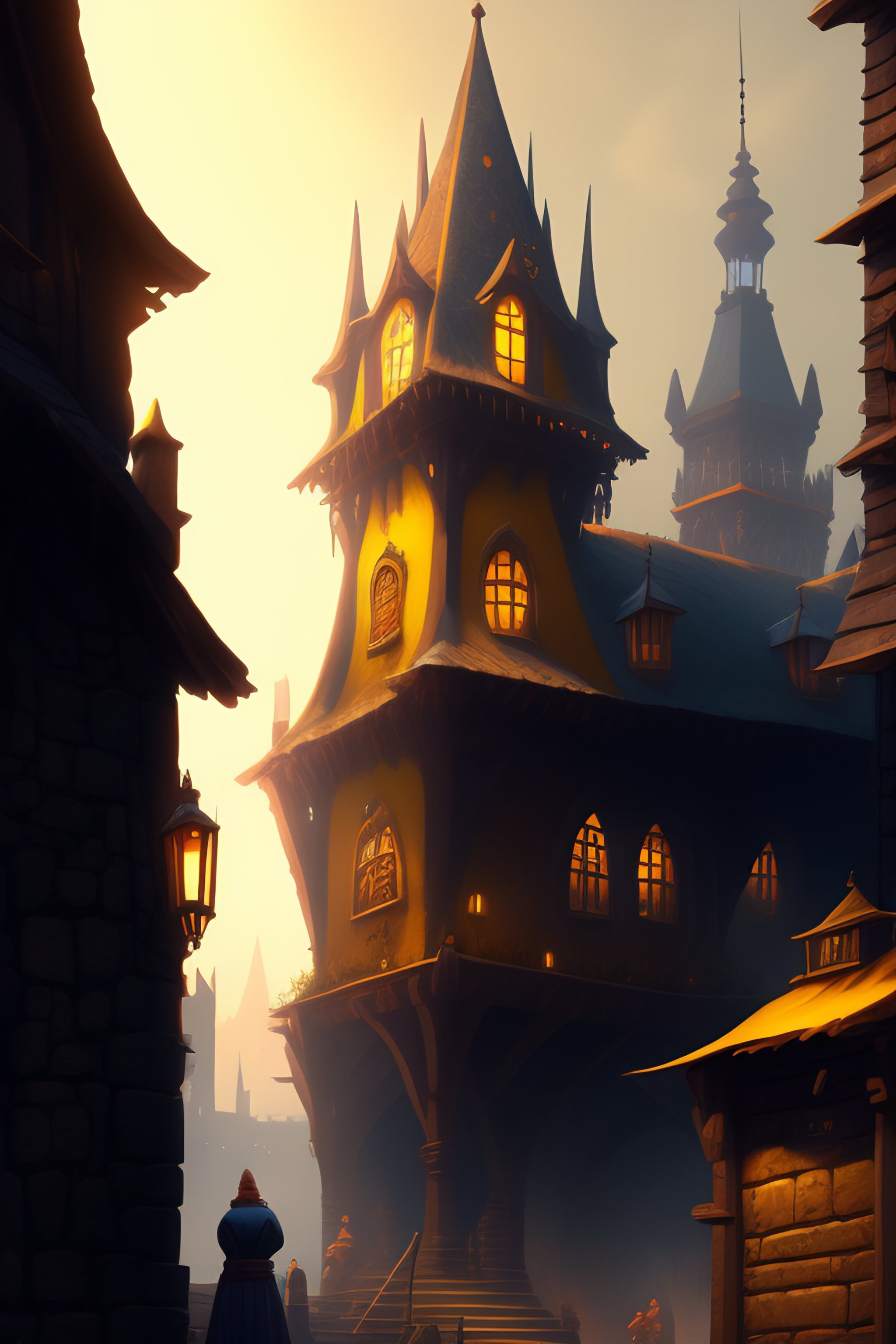 Lexica - A little yellow medieval building with spire roff in the ...