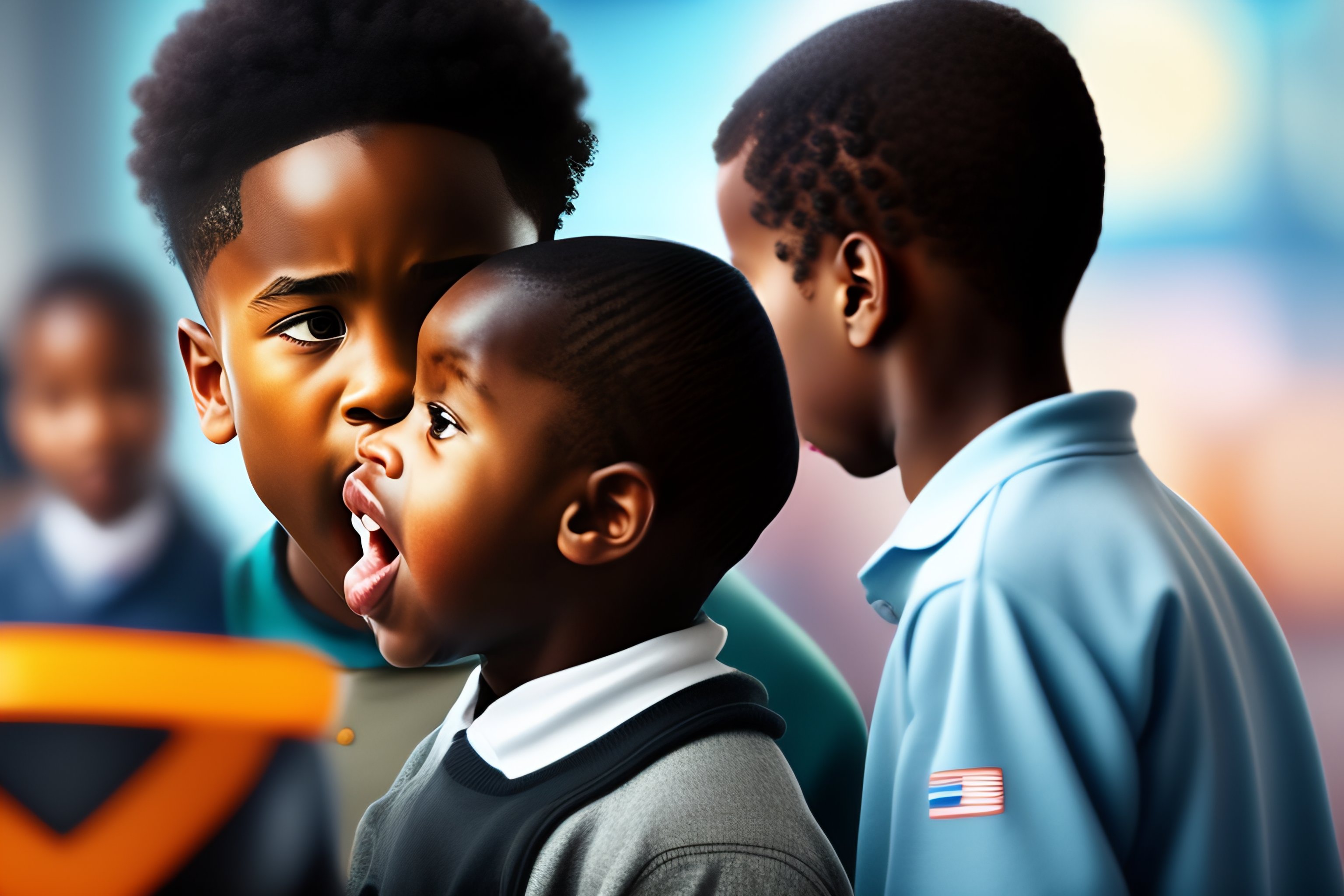 Lexica - A black boy verbally abusing others