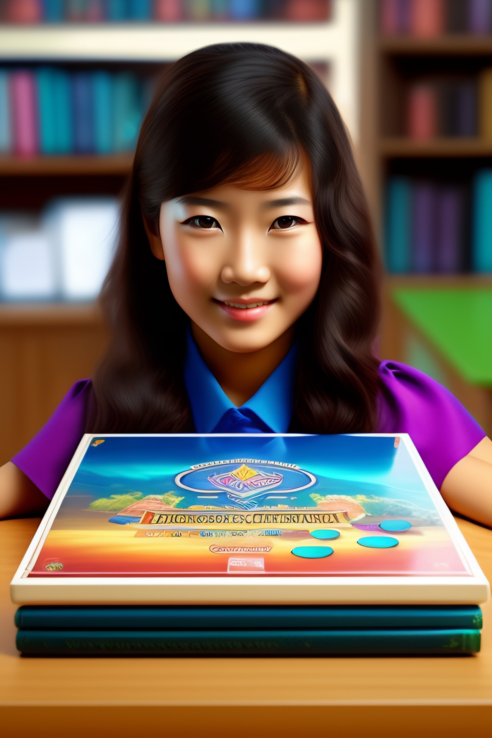 Lexica - Board game character, girl a student who studies at school age ...