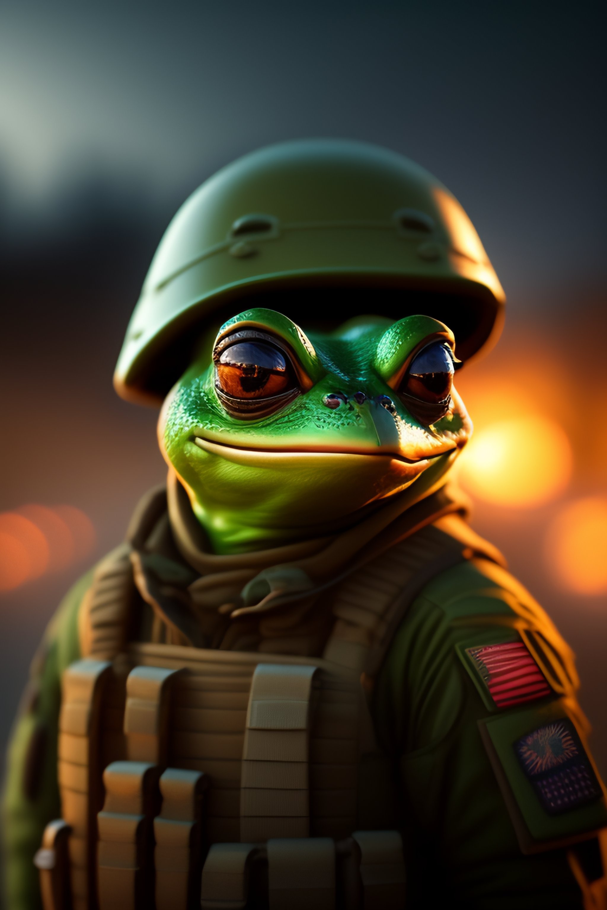 Lexica - An exhausted pepe the frog at the frontlines in the army at ...