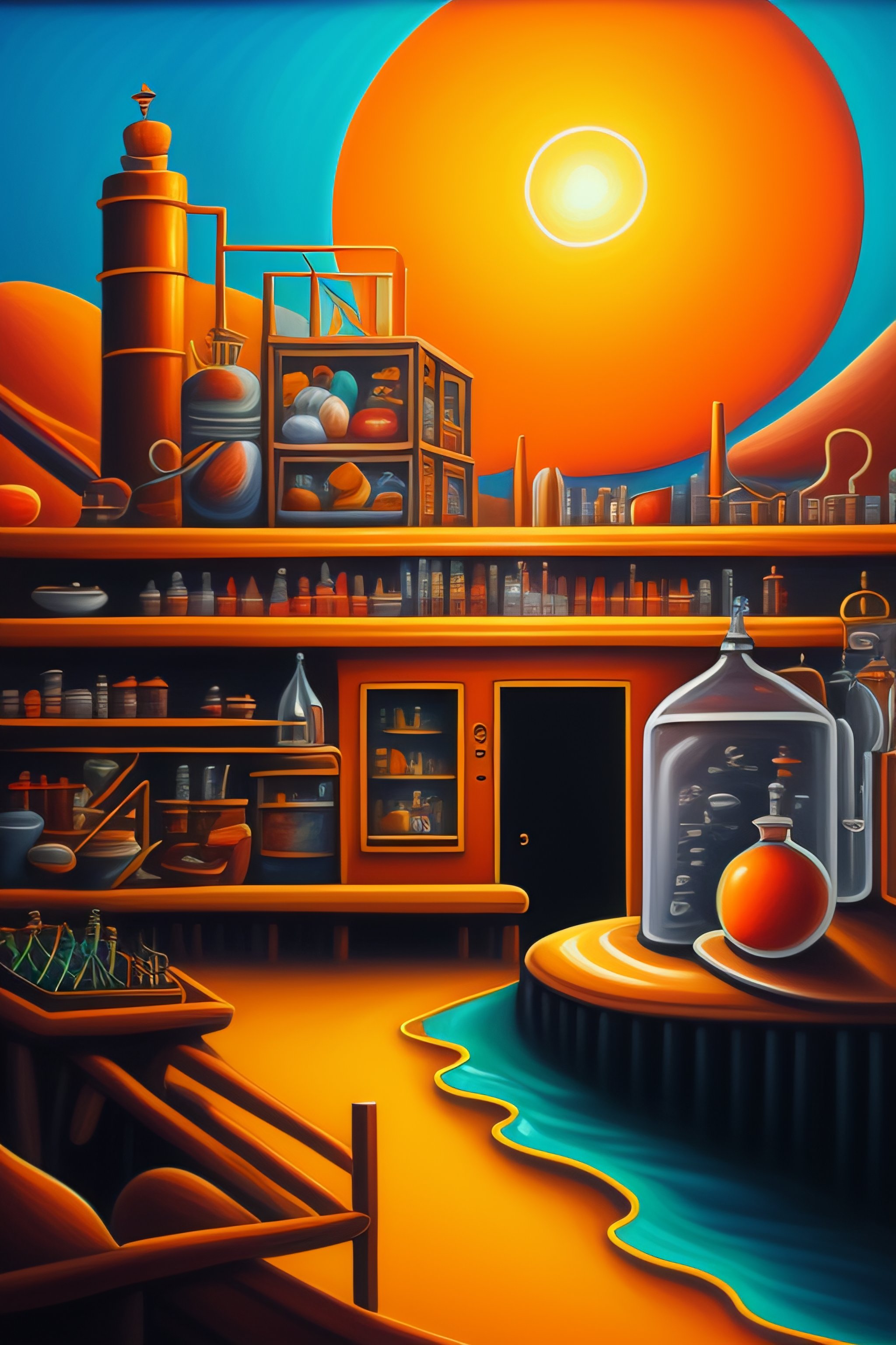 Lexica - Messy hand-drawn oil painting of a chaotic laboratory ...