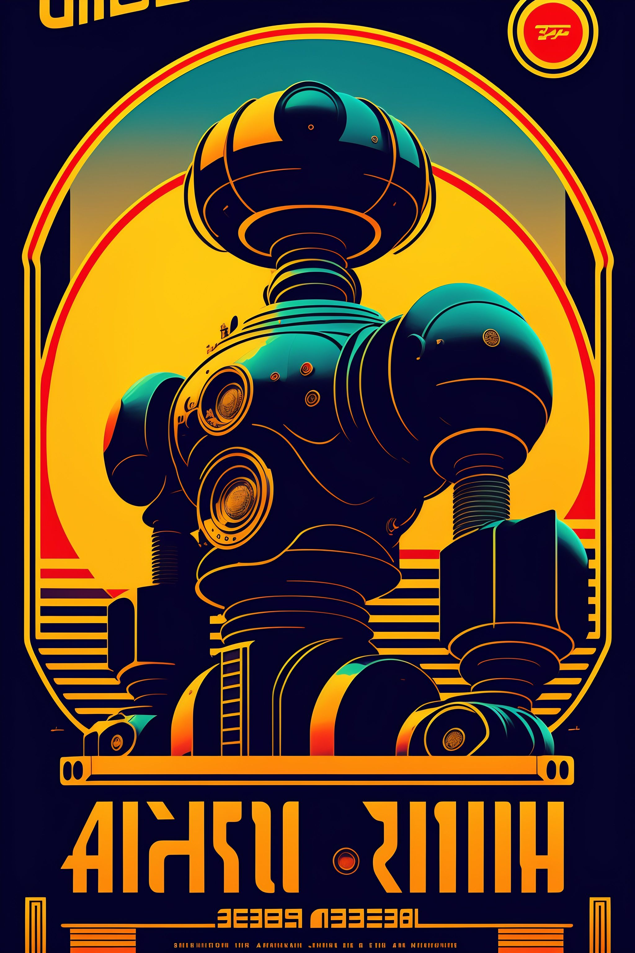 Lexica - Poster of a giant 1950's vintage robot, retro sci-fi, by ...