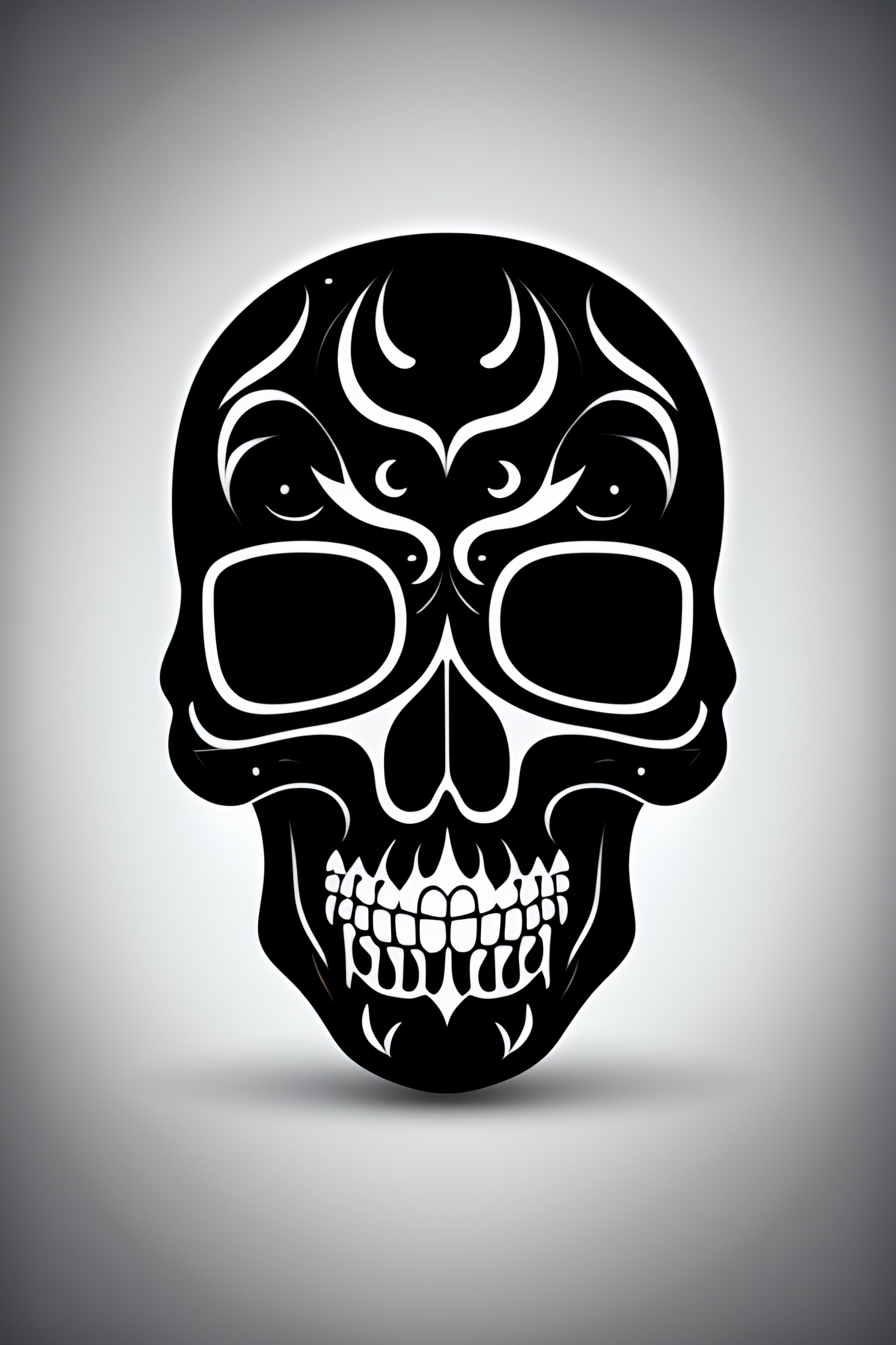Lexica - Make alien skull icon black flat solid color hi res on white ...