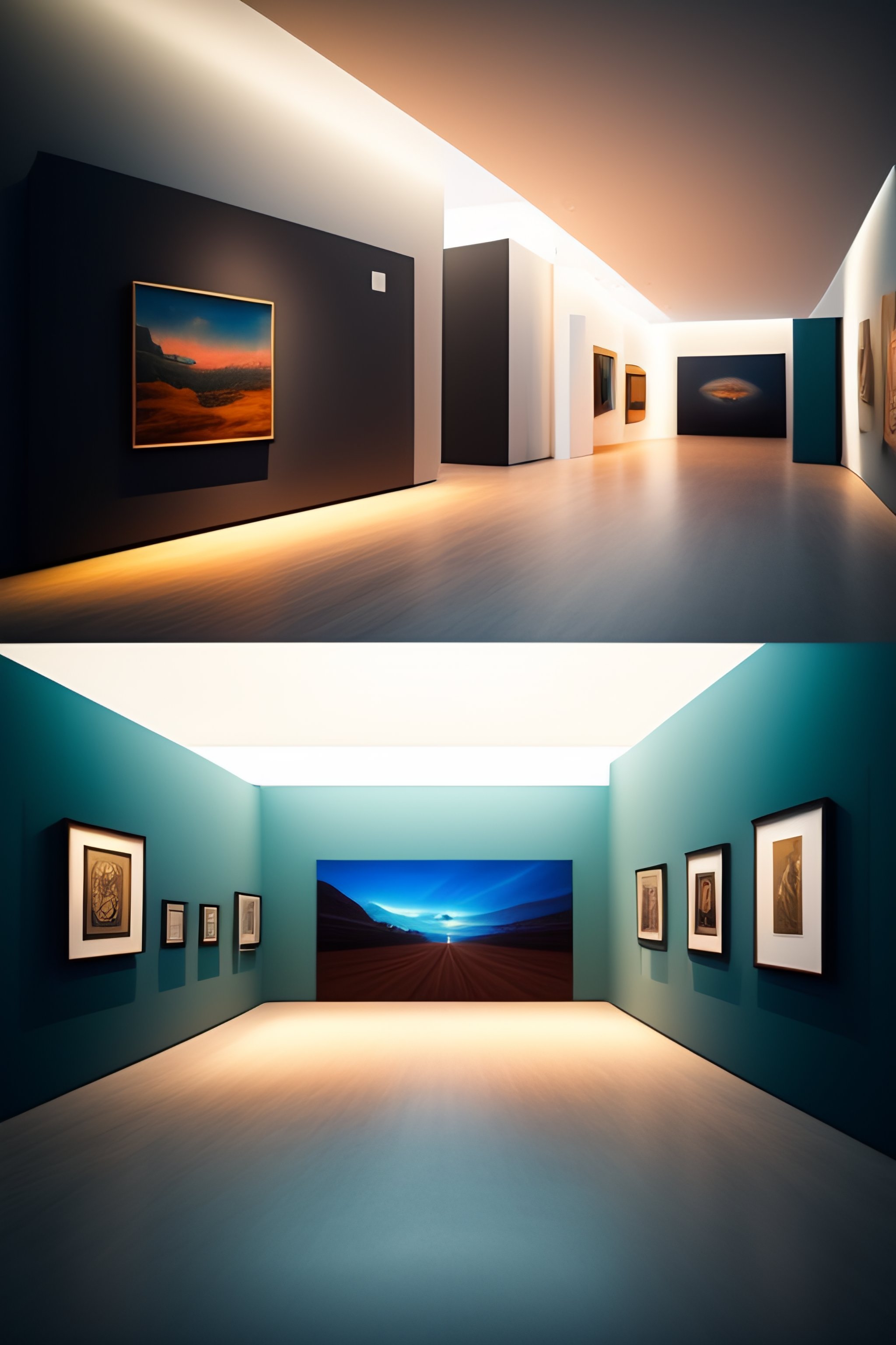 Lexica - 360 image of a futuristic art gallery, with empty walls, good ...