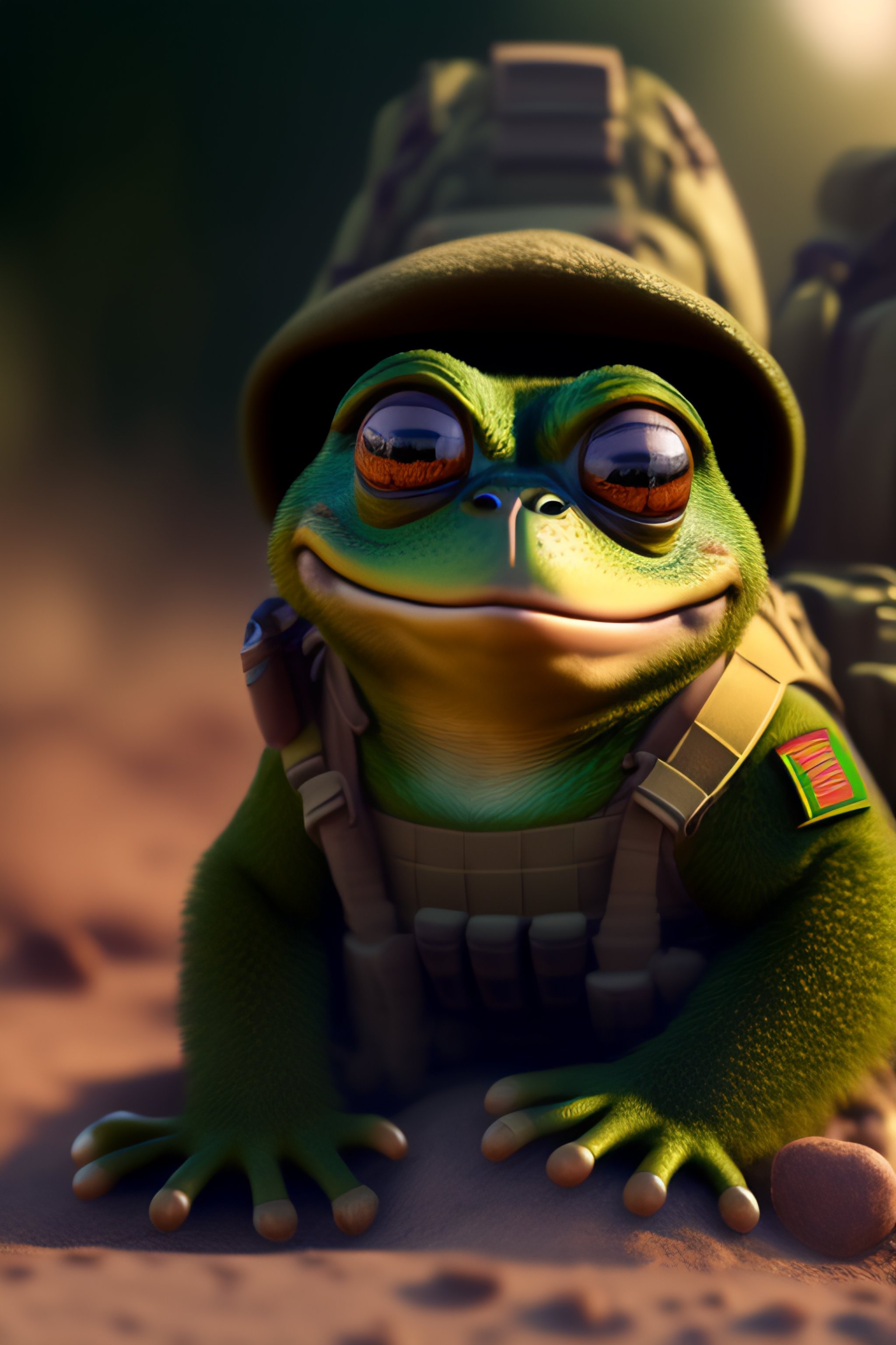 Lexica - An exhausted pepe the frog at the frontlines in the army at ...