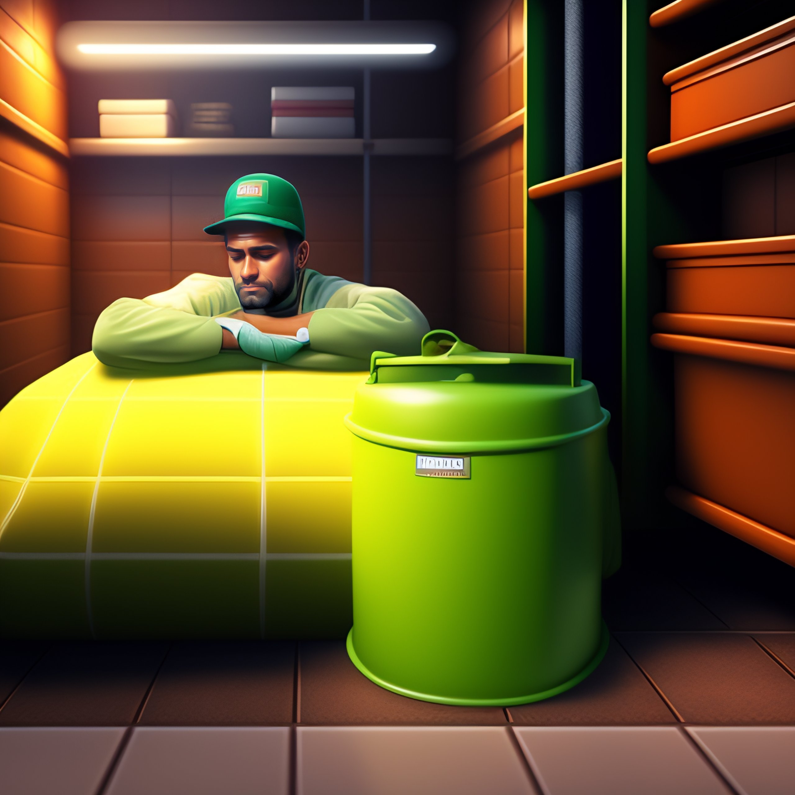 Lexica - Sleeping janitor - in janitor closet - 1970 era - Subnautica ...