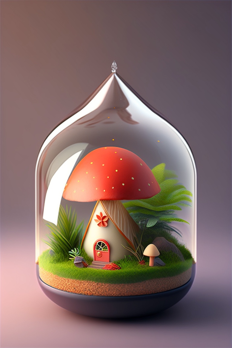 Lexica - Cute terrarium with a little mushroom