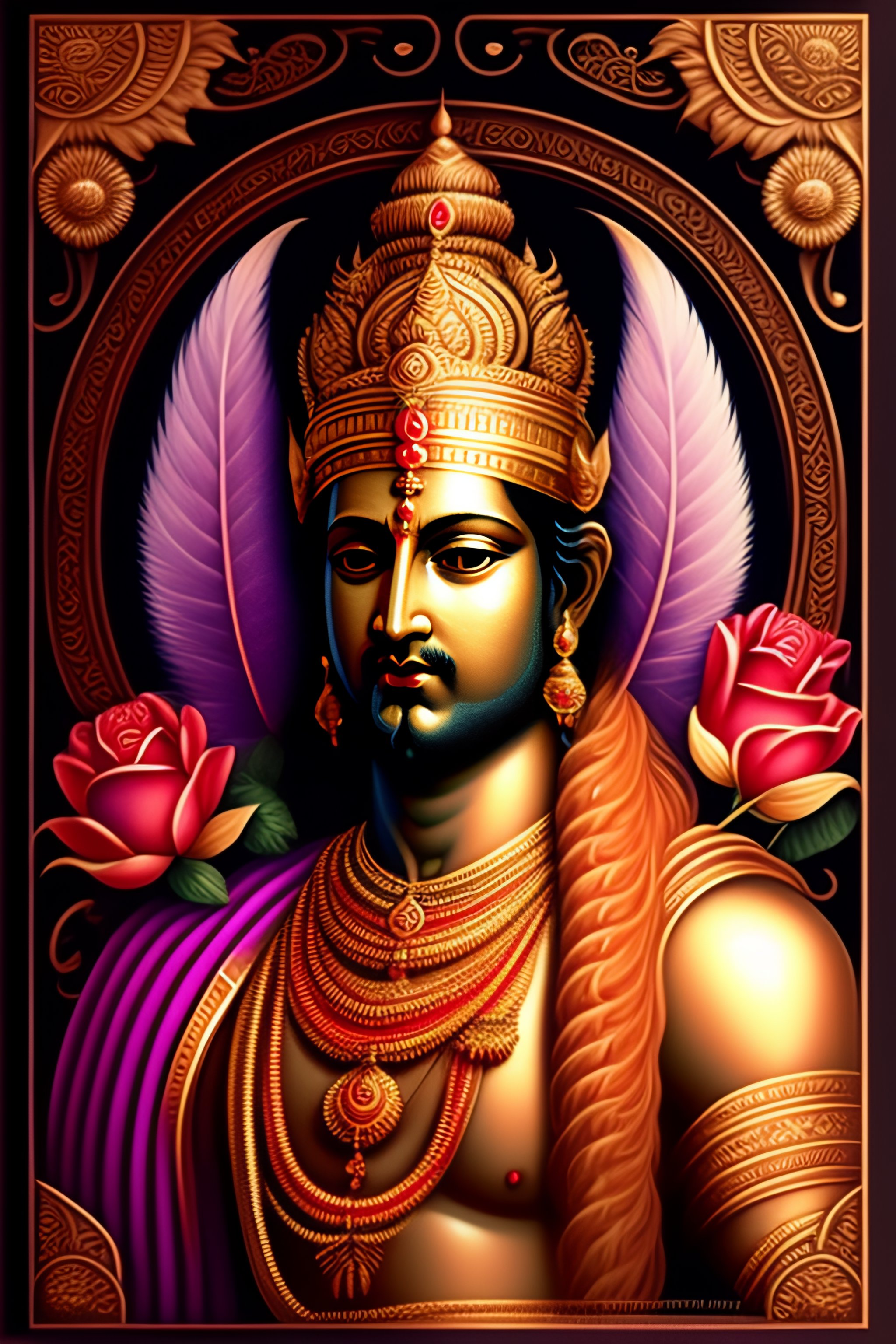 Lexica - Lord Rama with classical floral elements emanating from center ...