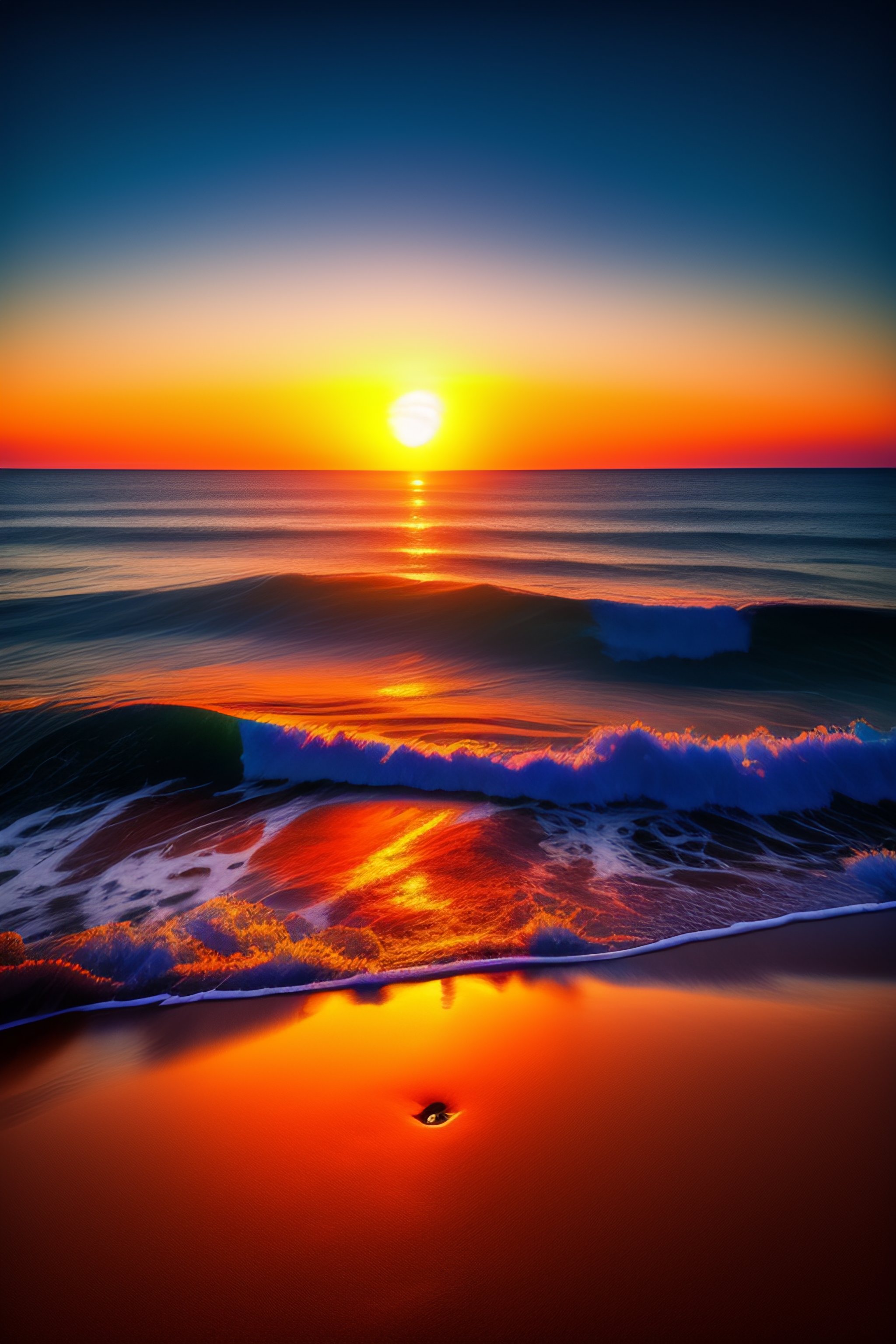 Lexica - Awsome photo of a sunset at vibrant ocean, photography ...