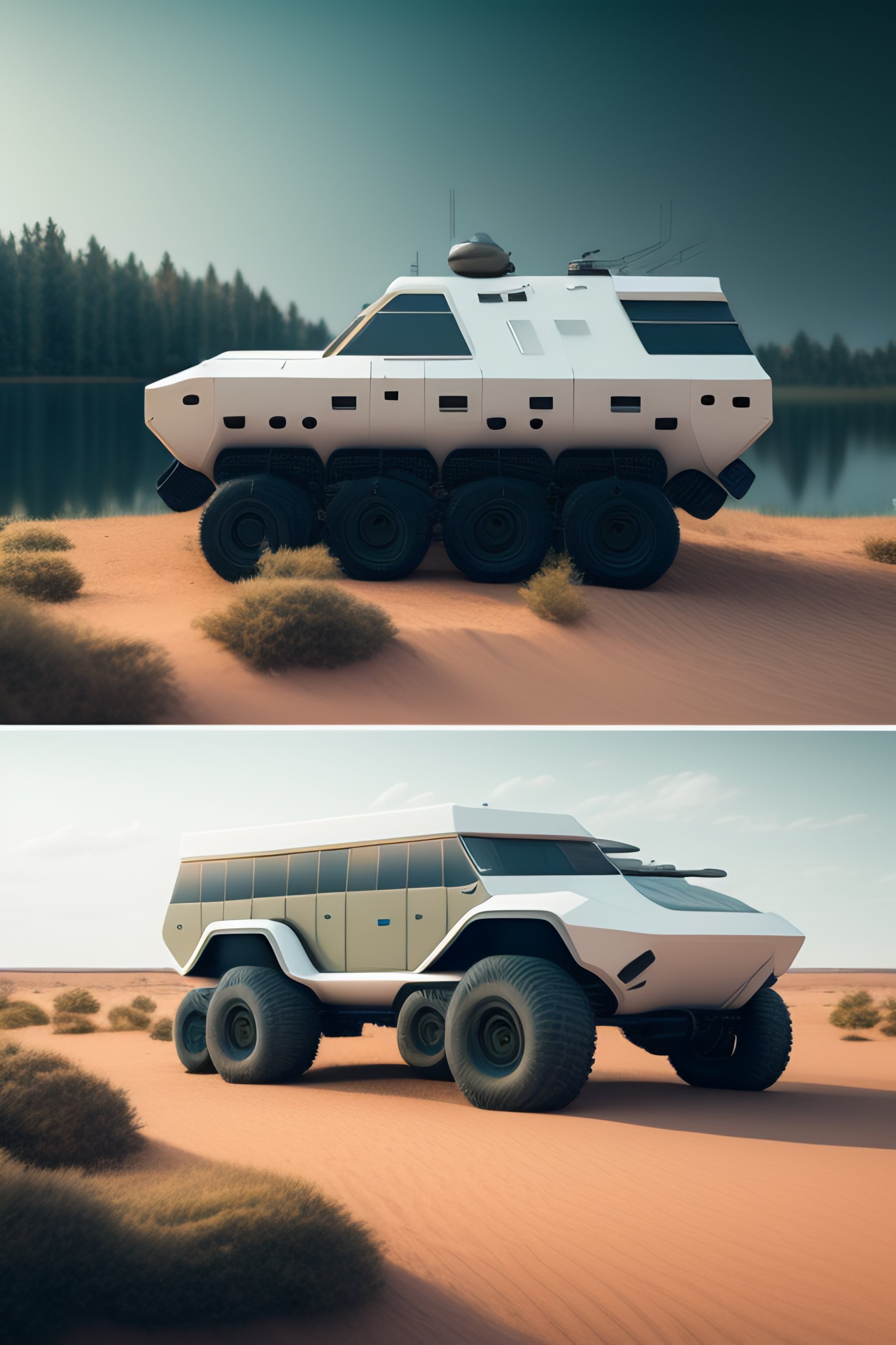 Lexica - Simon stalenhag,8k resoultion,hyper realstic , white humvee