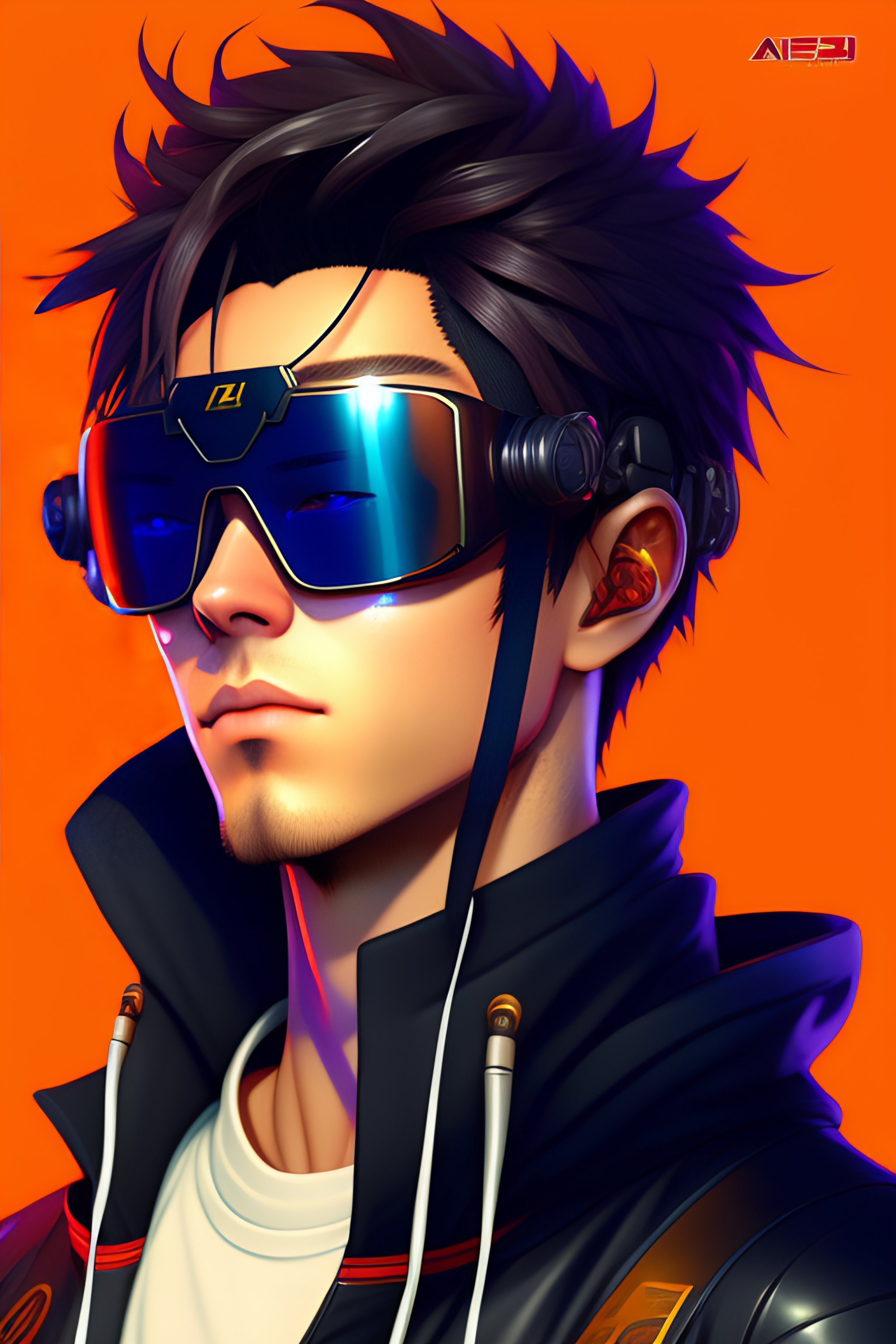 Lexica - Cyberpunk programmer anime boy wearing hoodie, with messy hair ...