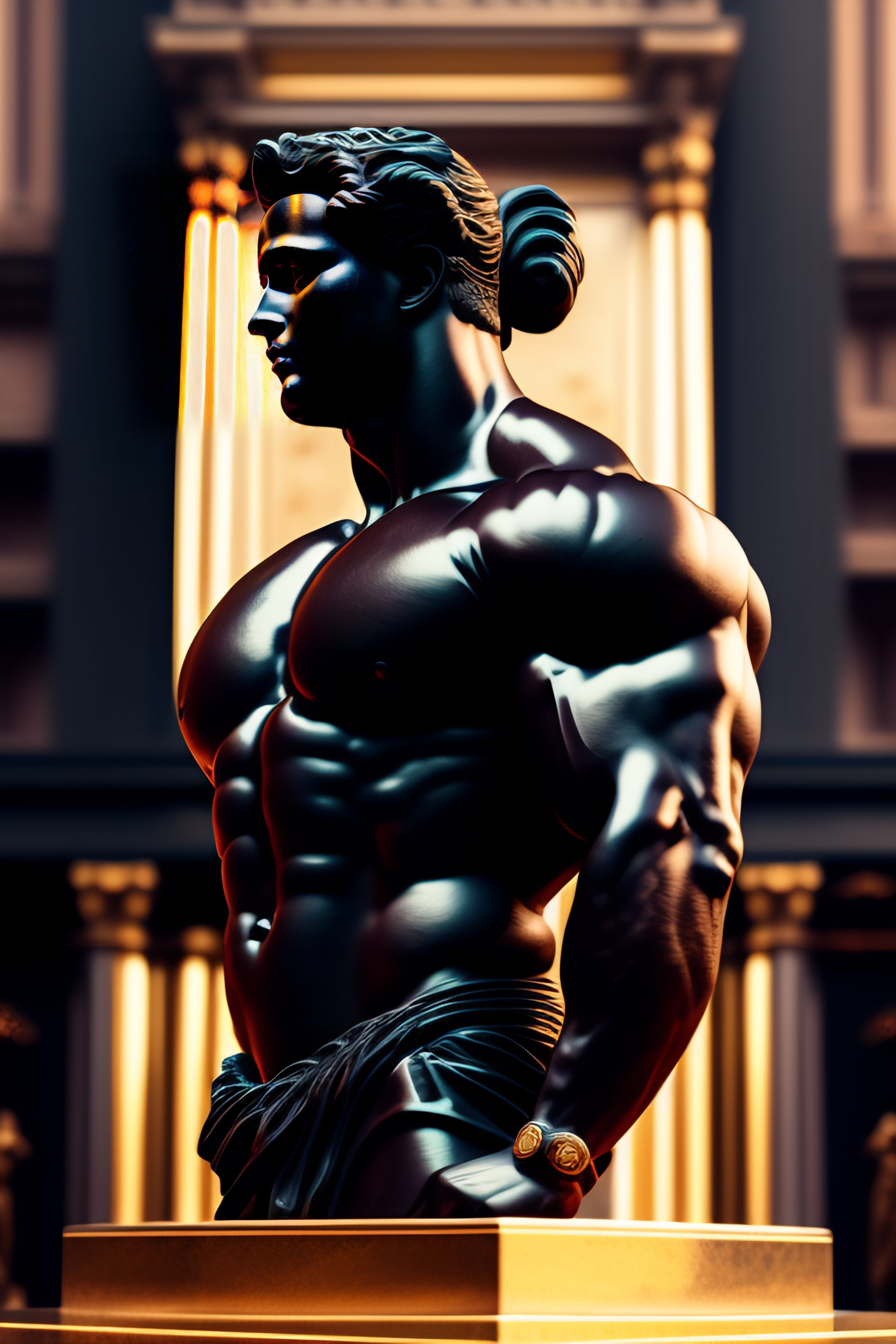 Lexica - Ery Black, statue of hercules, beeple, vaporwave, retrowave ...