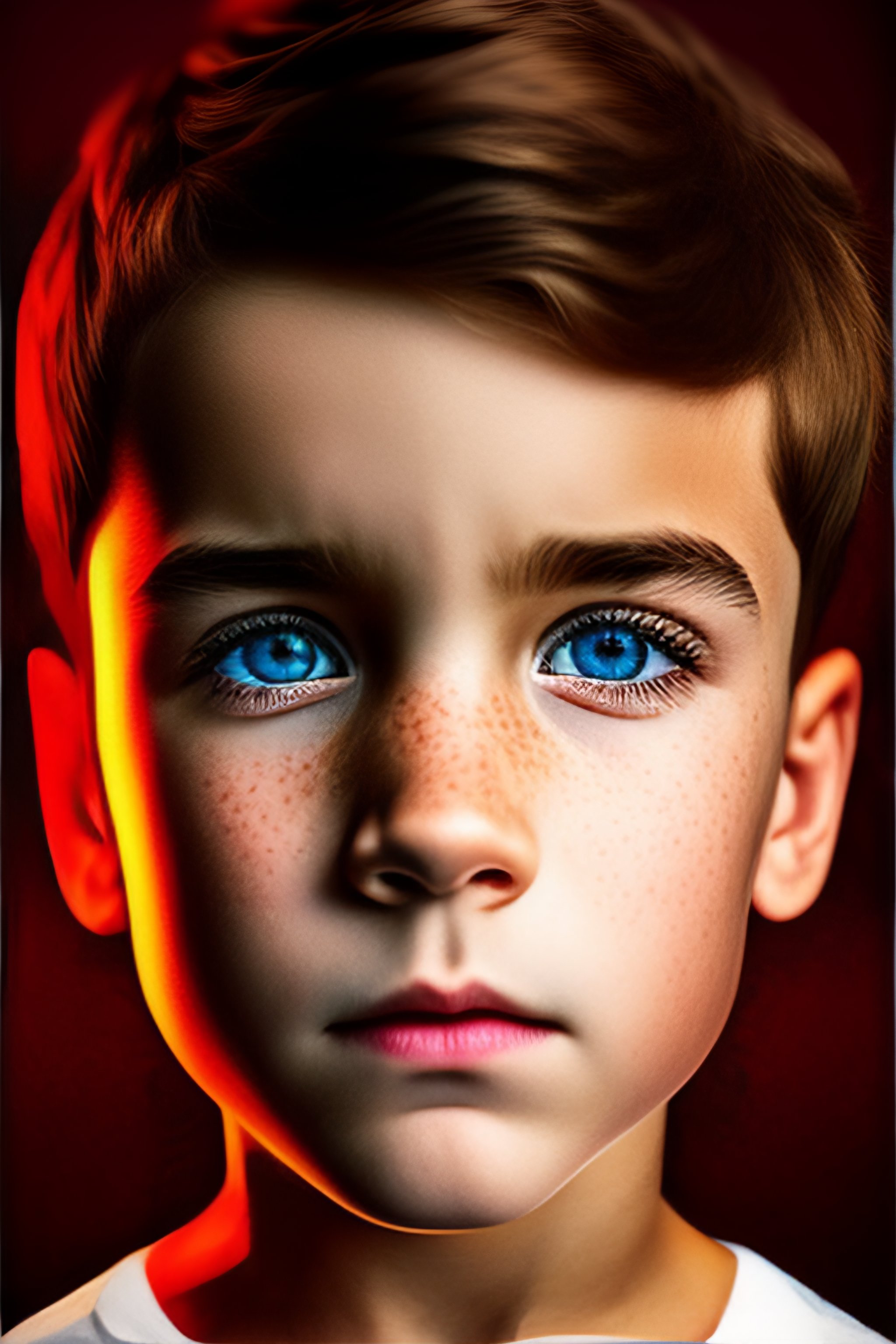 Lexica - Boy face whose eyes colour is red and background is dark ...