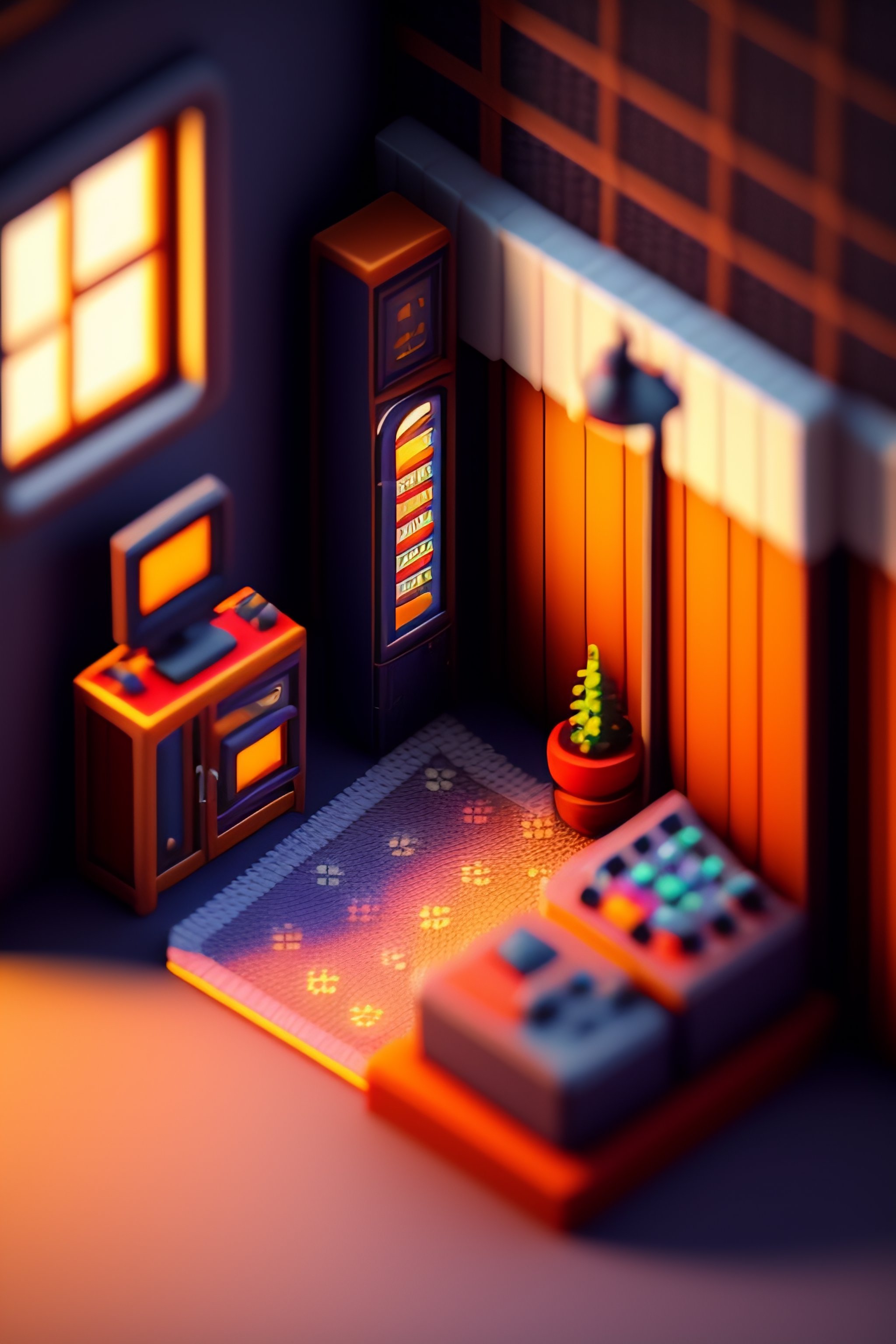 Lexica - Detailed isometric gaming-room, pixel art, unreal engine voxel ...