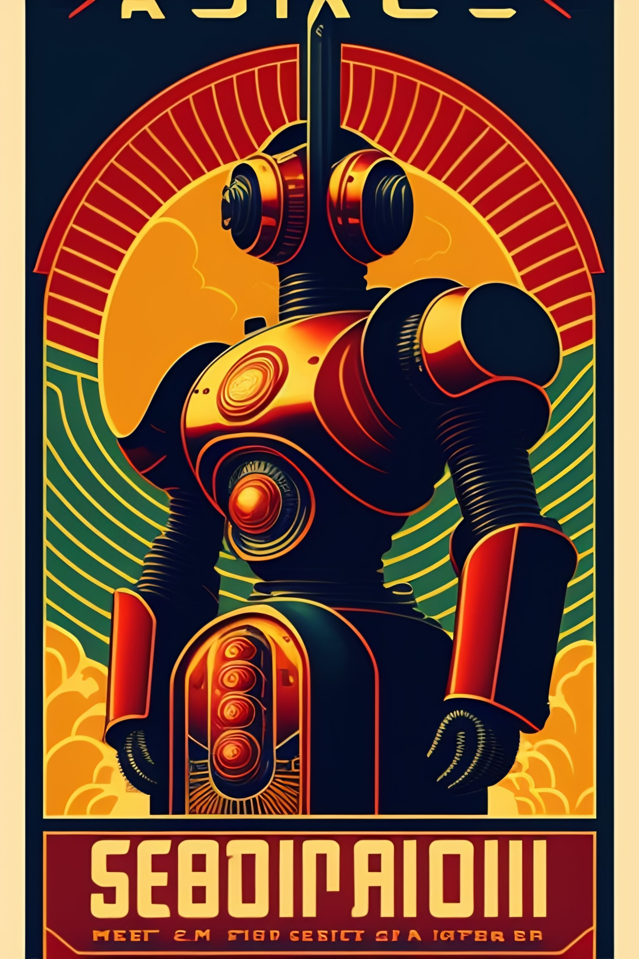 Lexica - Poster of a giant 1950's vintage robot, retro sci-fi, by ...