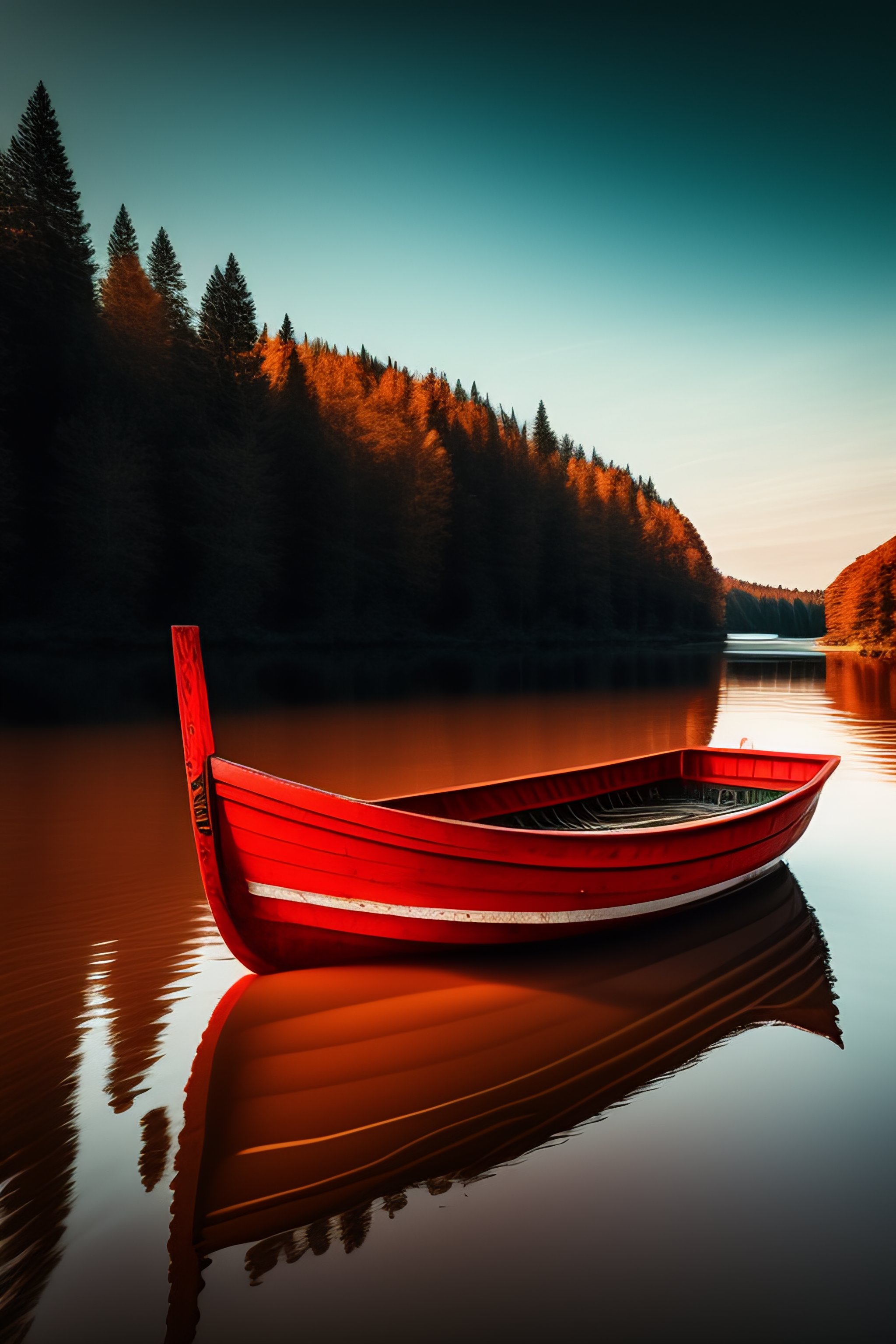 Lexica - A red boat on a river