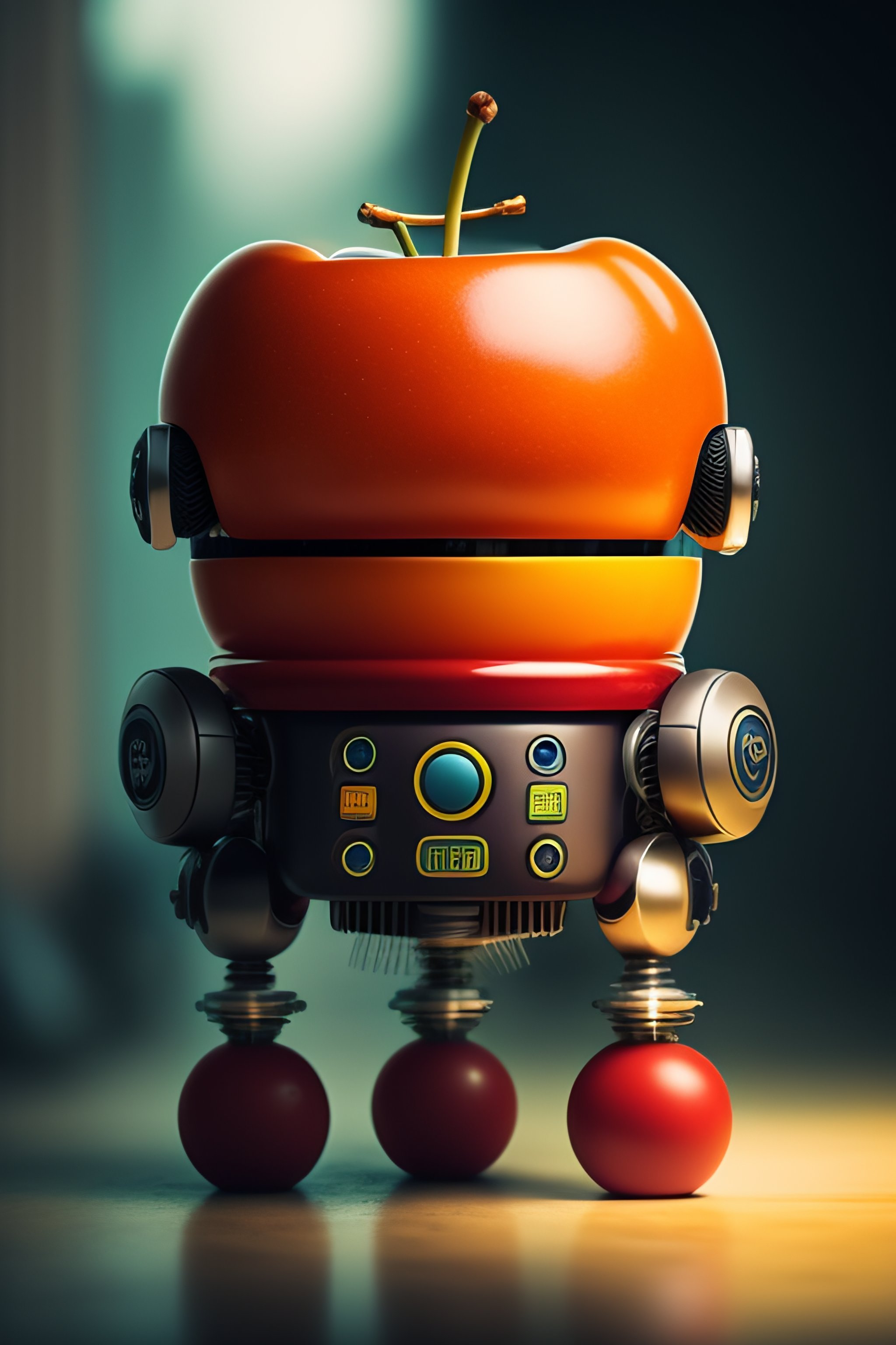 Lexica - A robot eating an apple