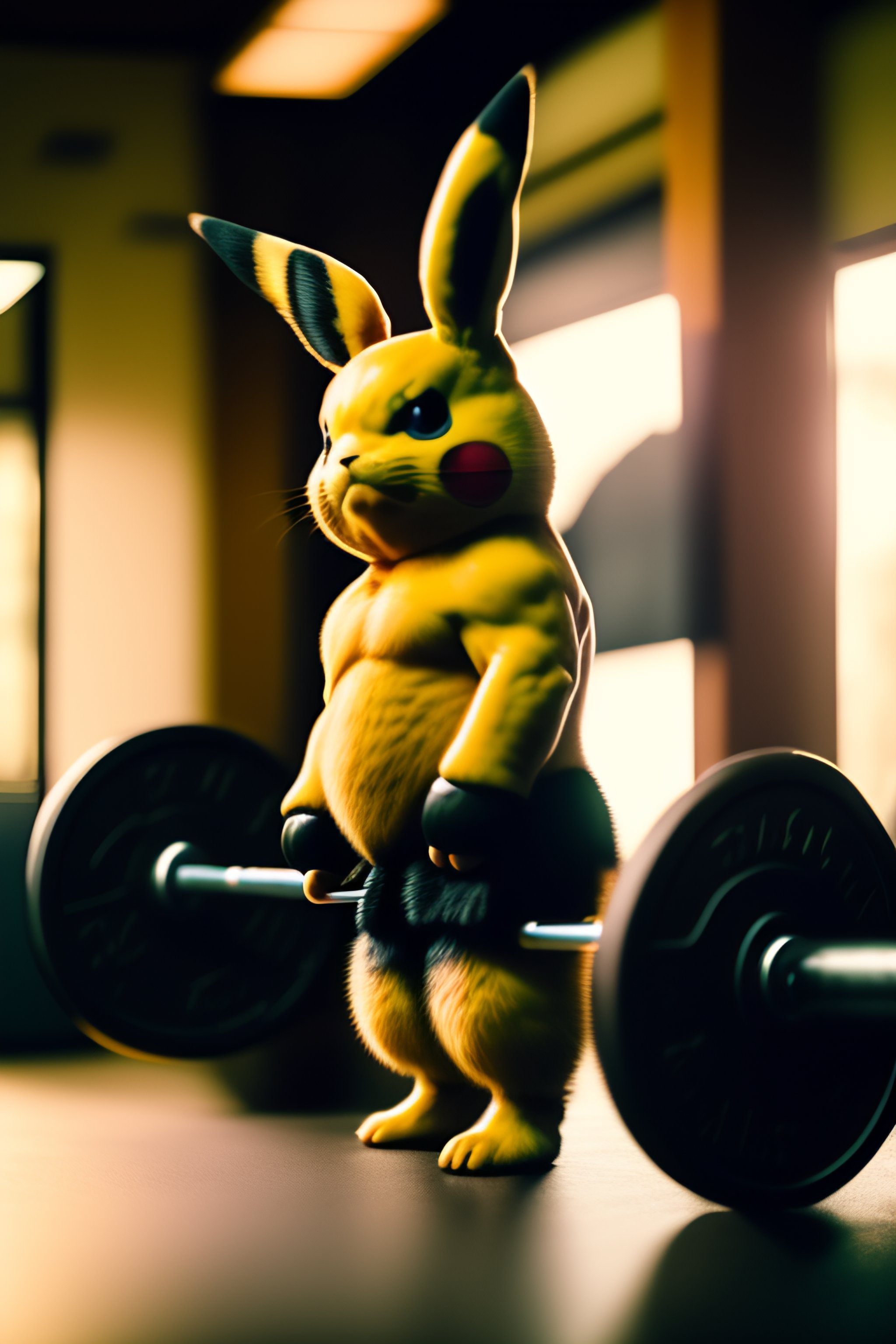 Lexica - Pikachu doing deadlifts and getting swole at a luxury gym ...