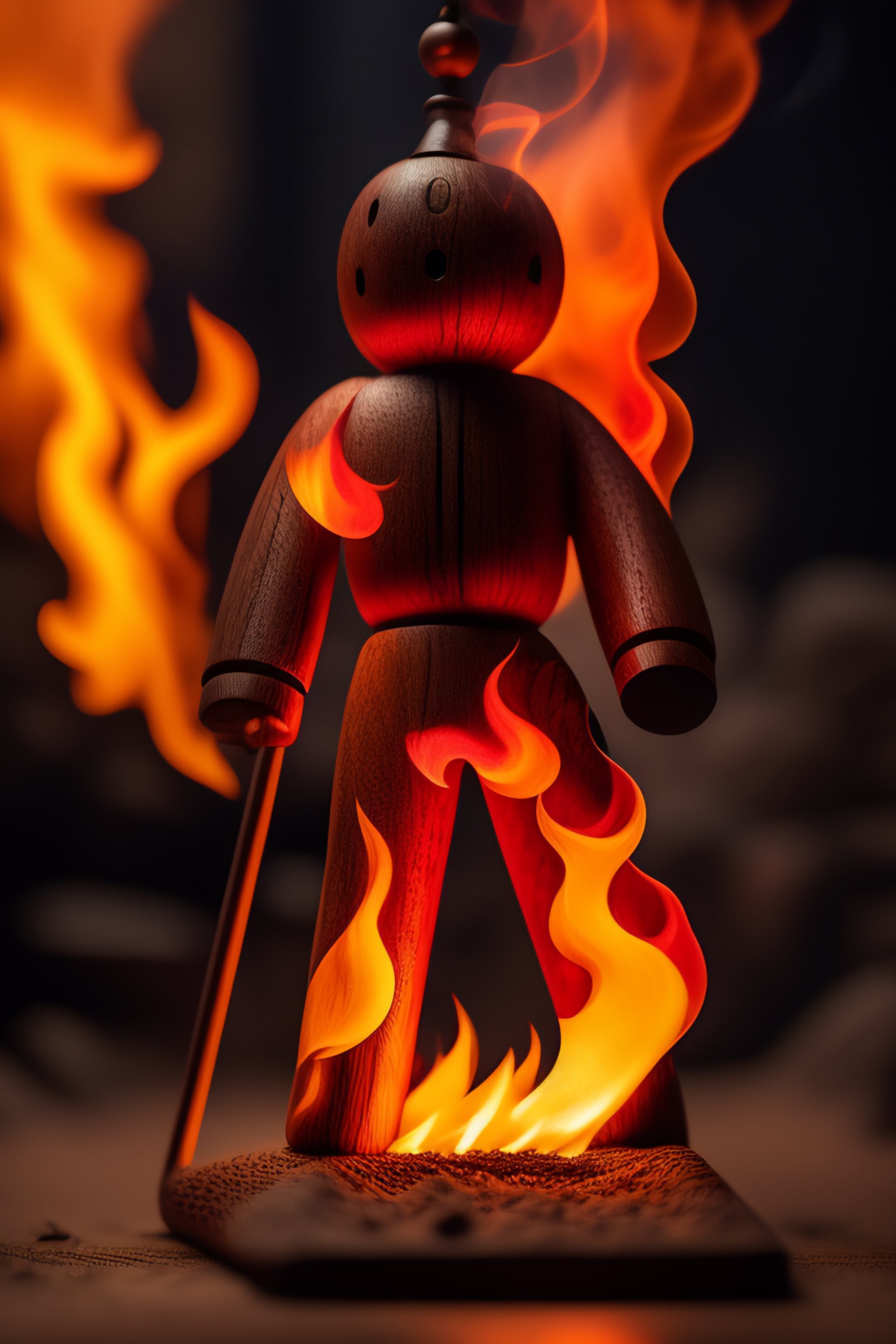 Lexica - Wooden marionette made of lava, flames, detailed, ultra ...