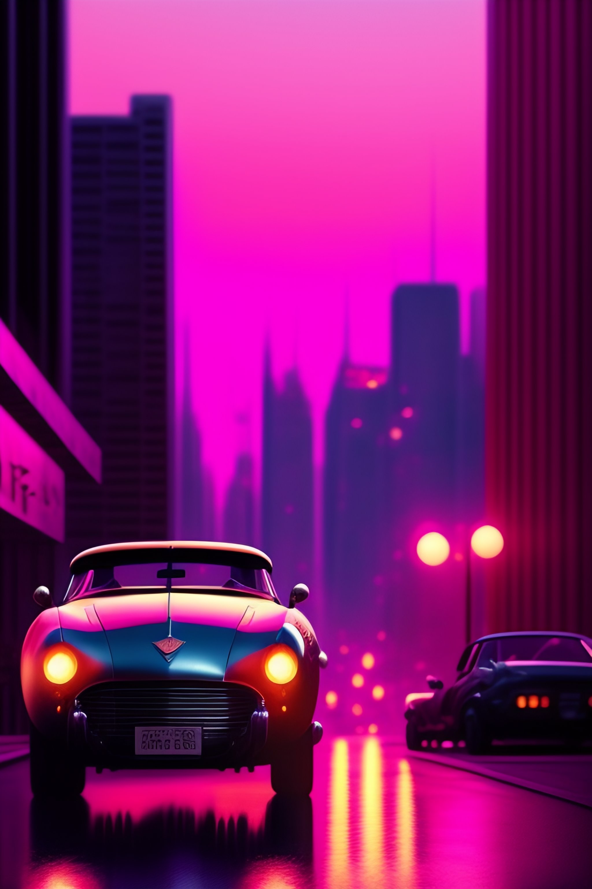 Lexica - Pink panther in neo-noir style in year 2070