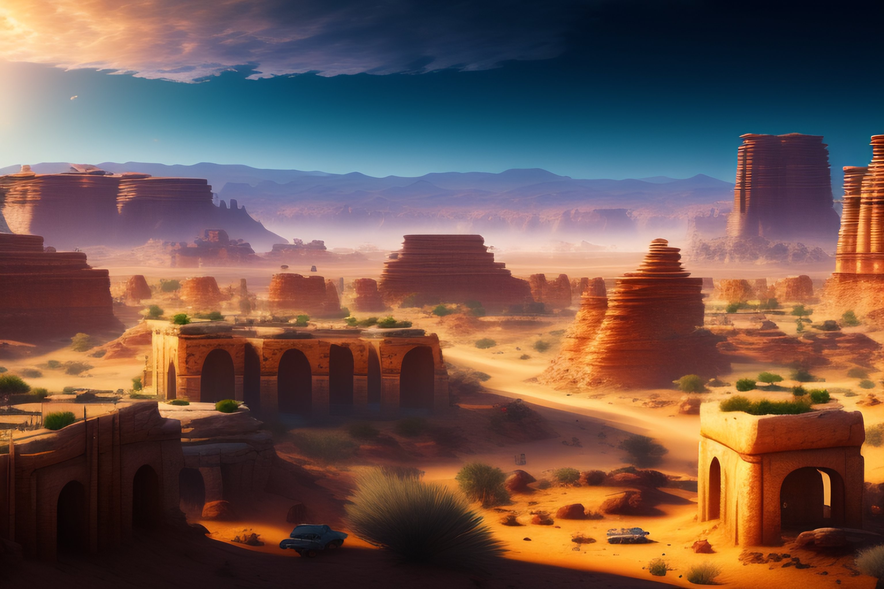 Lexica - Rock based livable city with people, ancient architecture ...