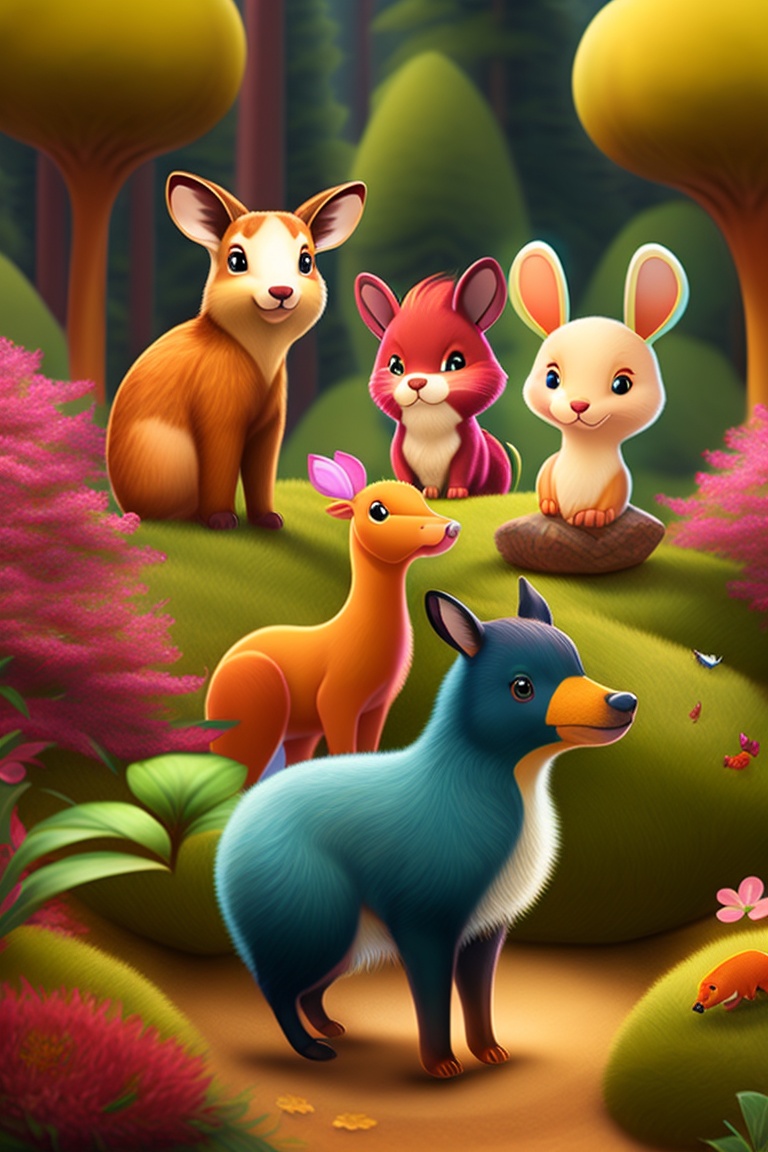 Lexica - A picture of the forest animals all together, having fun and ...