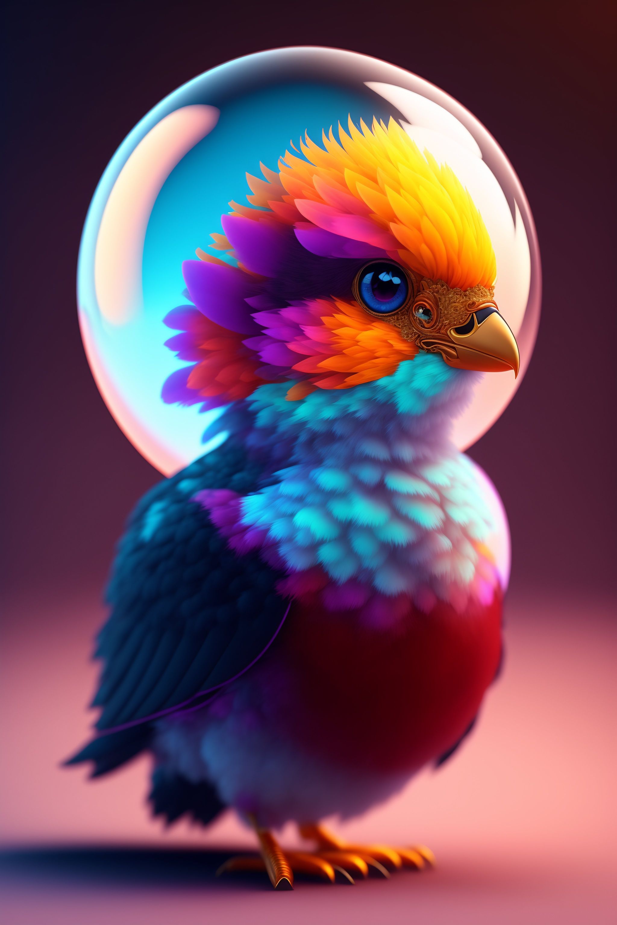Lexica - A cute adorable baby phoenix made of crystal ball with low ...