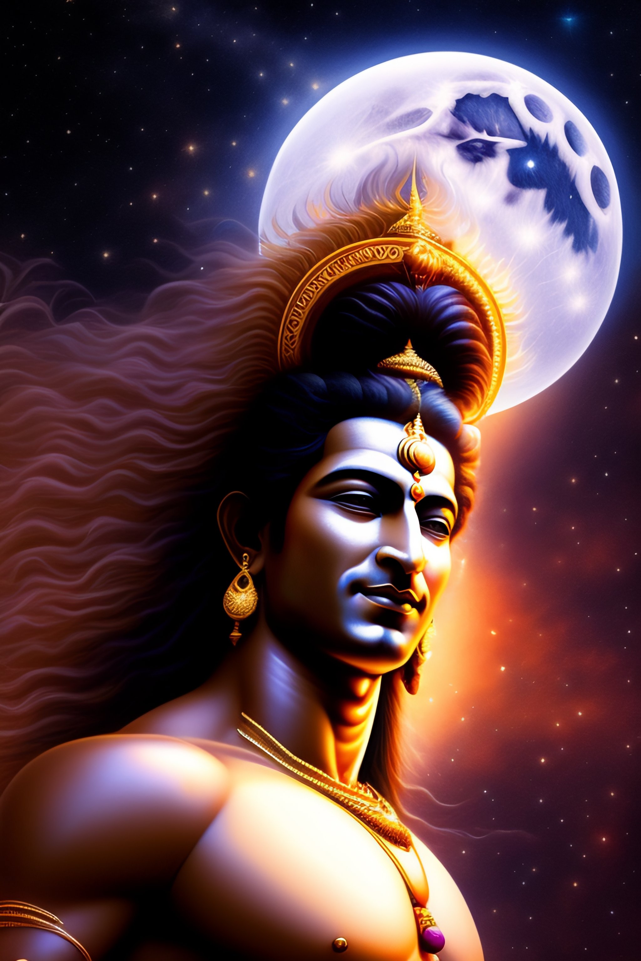 Lexica - Lord shiva dancing in the moon, hyper realistic