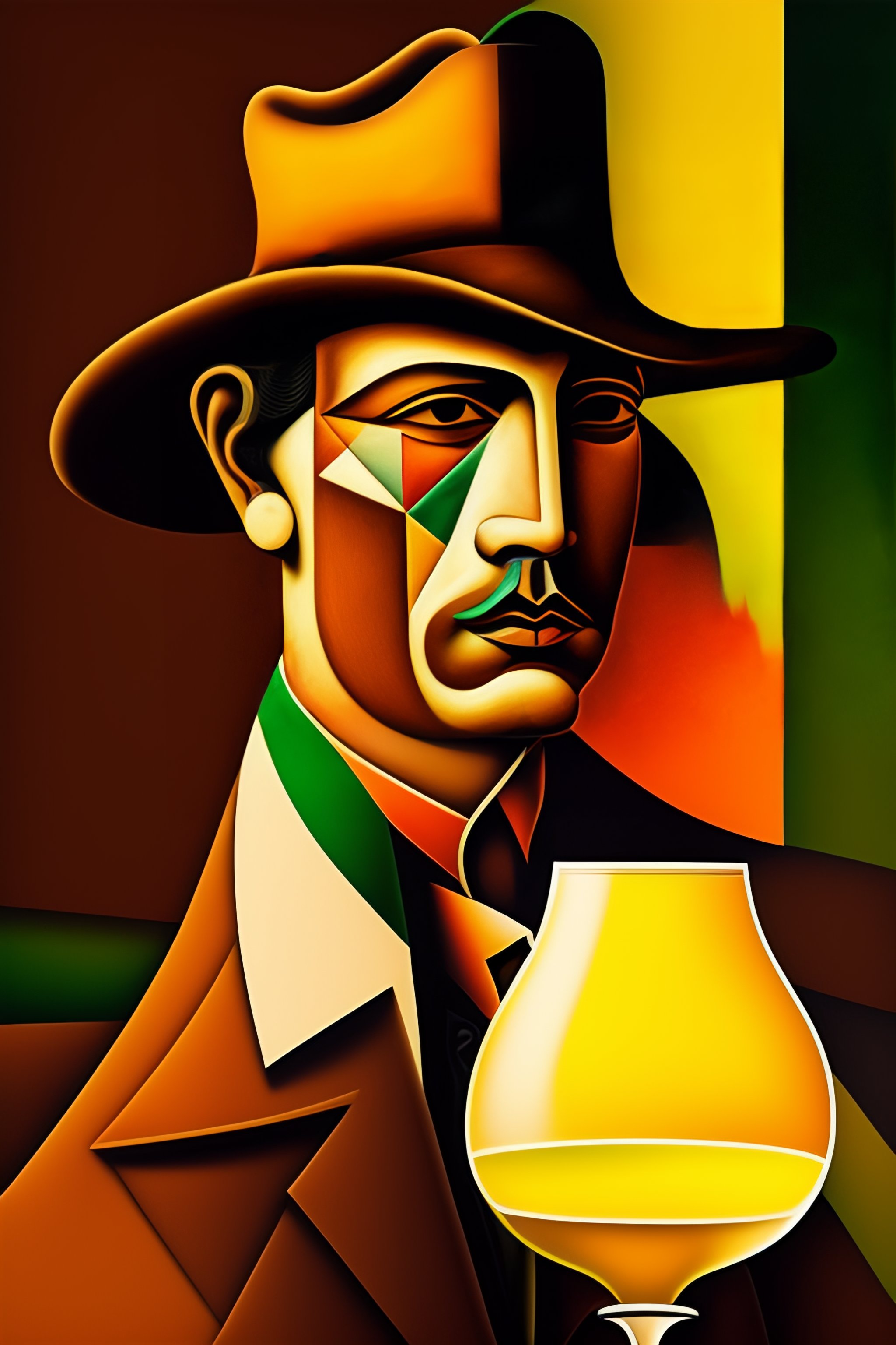 Lexica - A farmer with a brown hat drinking from a huge wine glass by ...