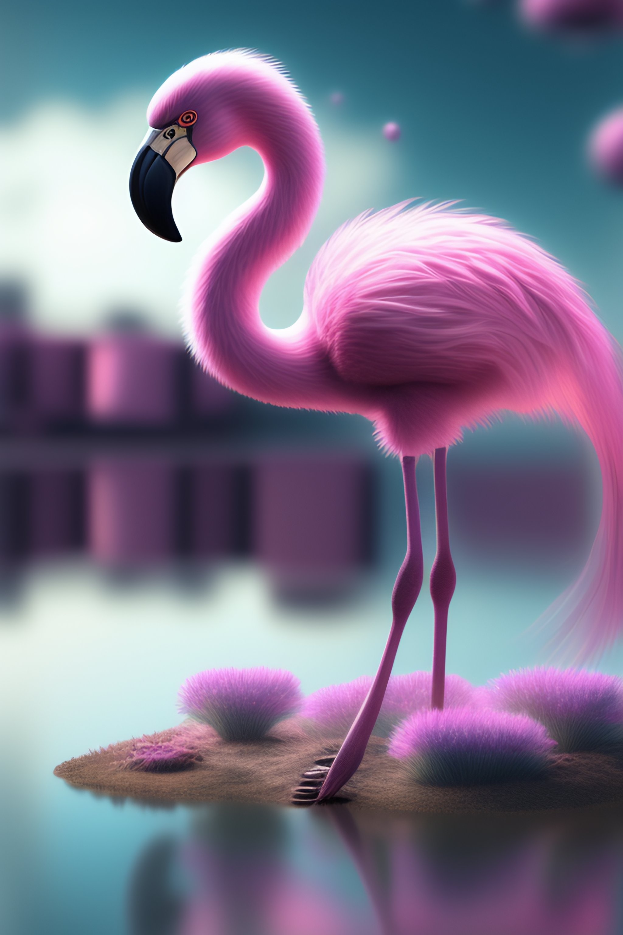Lexica - Ultra hd! realistic, chrome, flamingo, fluffy, pastel, dreamy ...