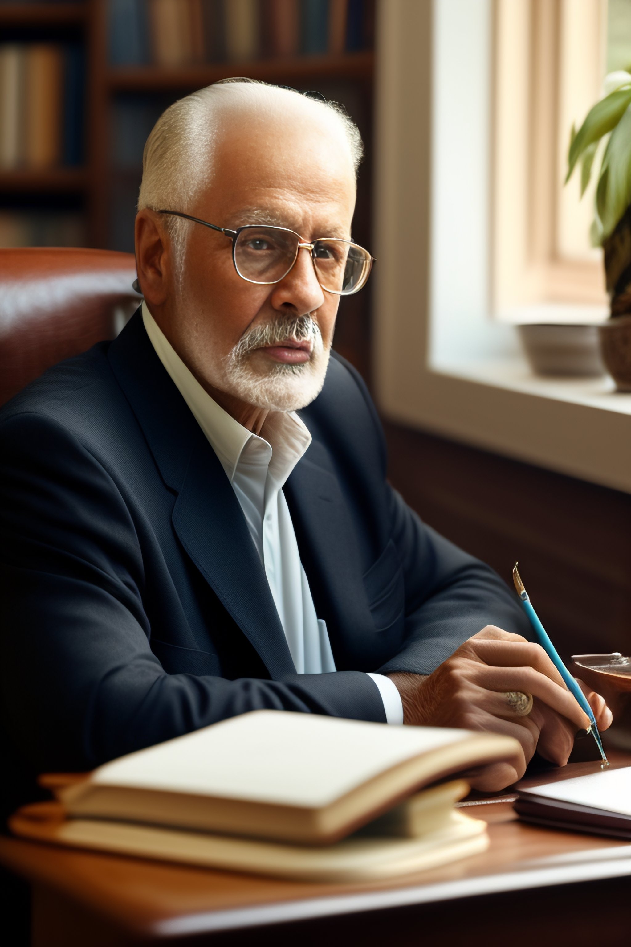 Lexica - Portrait of a male writer over 70