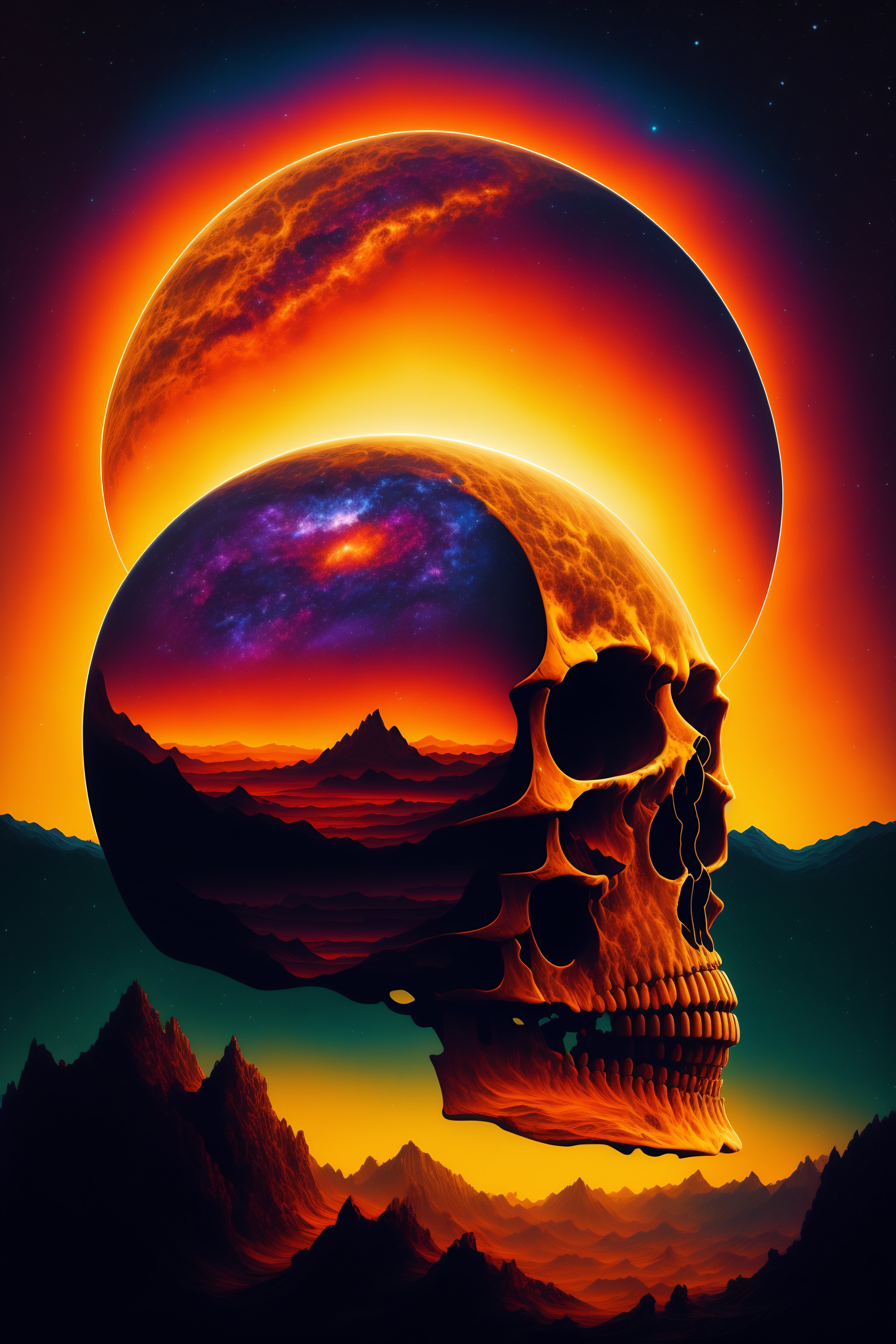 Lexica - Ngc 3132 melting mysterious skull landscape by Casey Weldon ...
