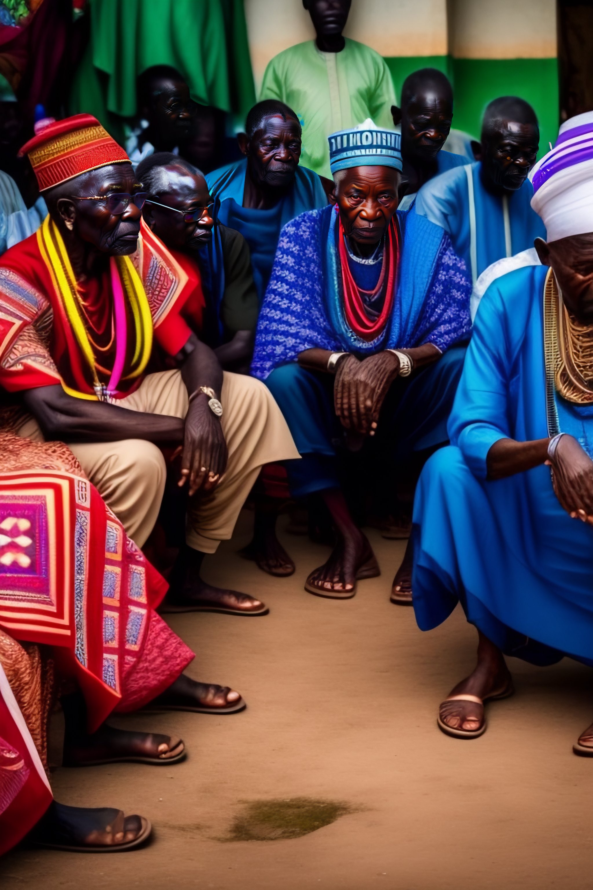 Lexica - Pensioners of the Igbo tribe in Nigeria sitting on the floor
