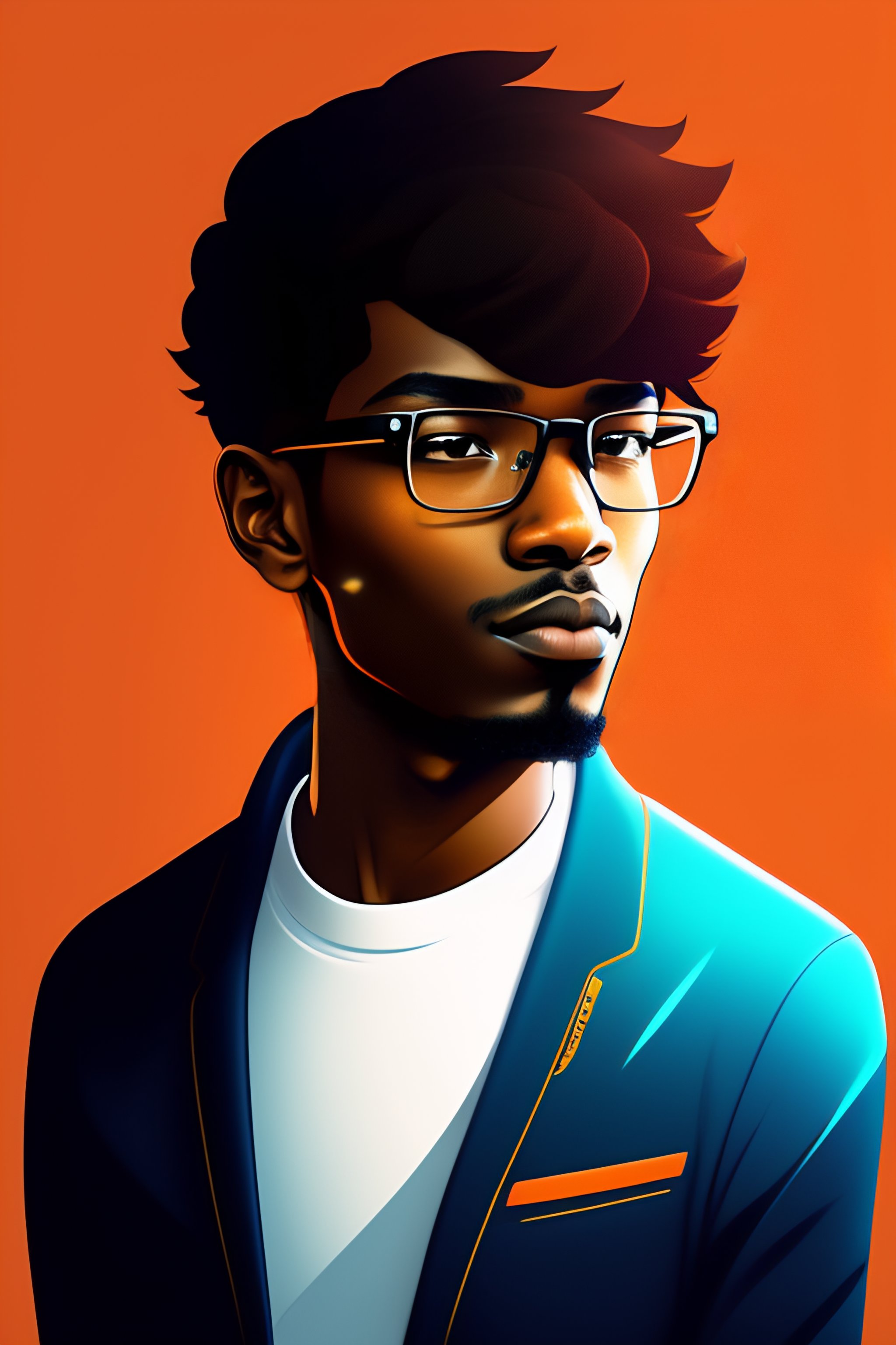 Lexica - Anime guy face, brown skin, glasses, logo, simplistic ...