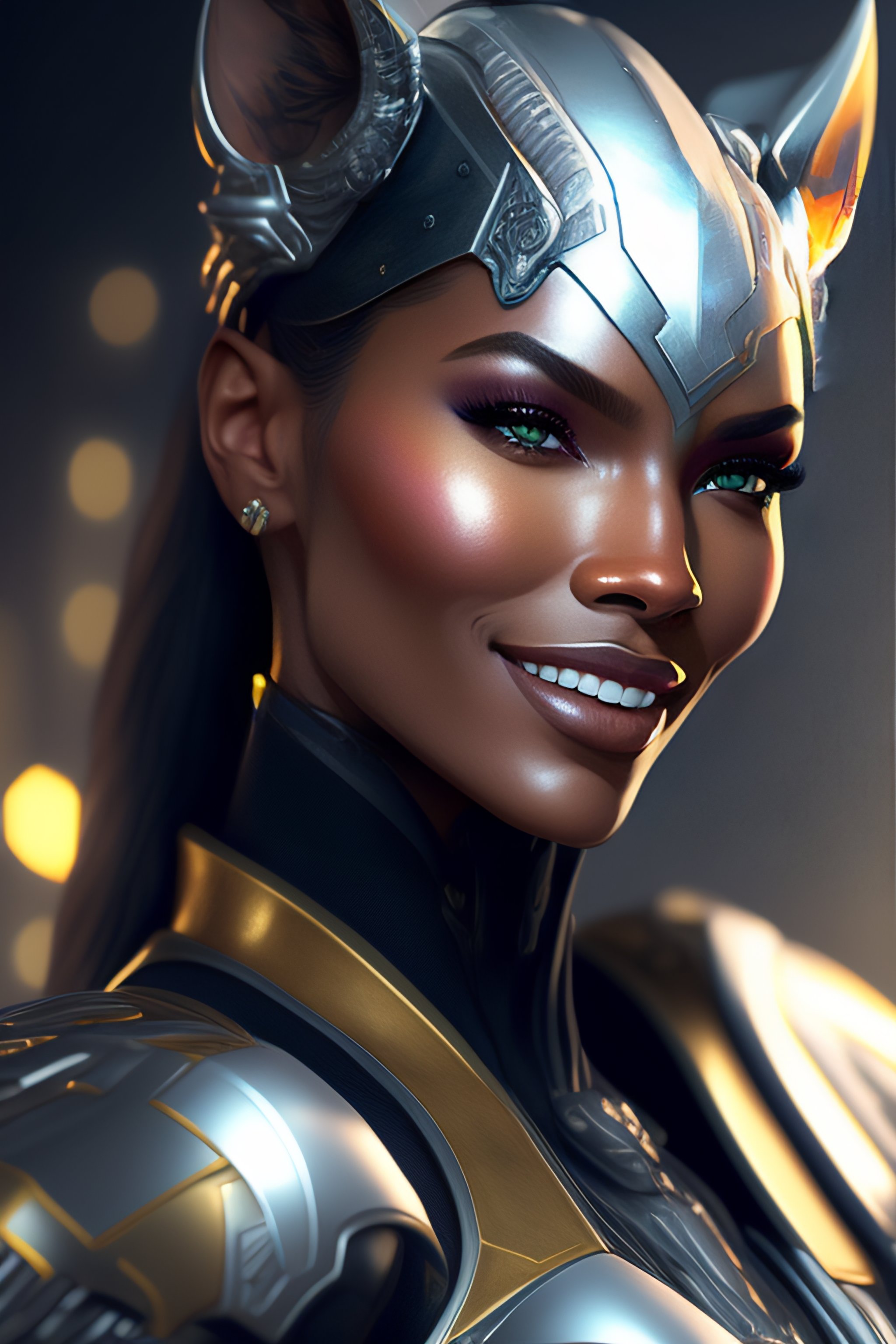 Lexica - Portrait painting of a cybernetic grey werewolf with power ...