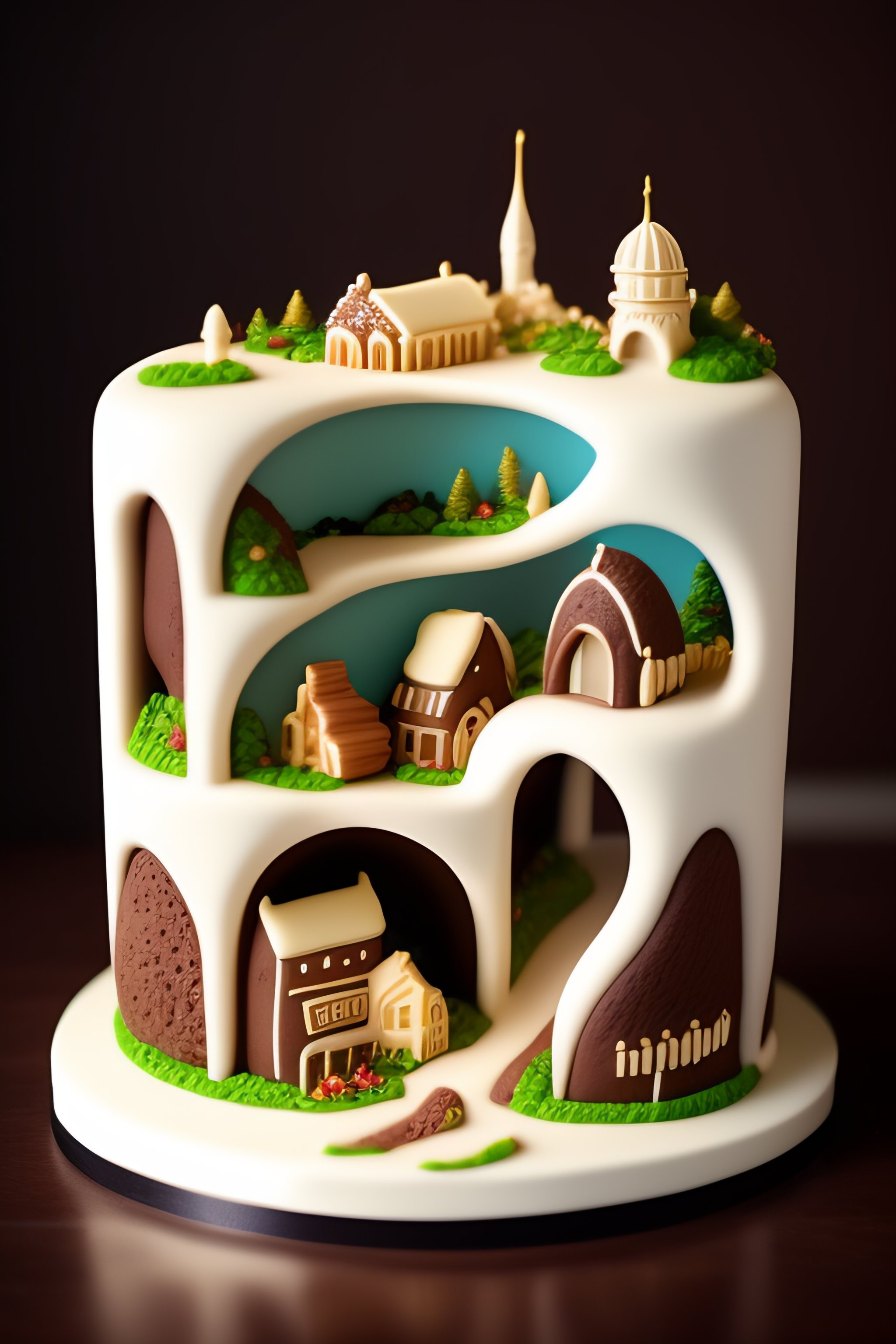 Lexica - Wedding Cake town prototype, white background