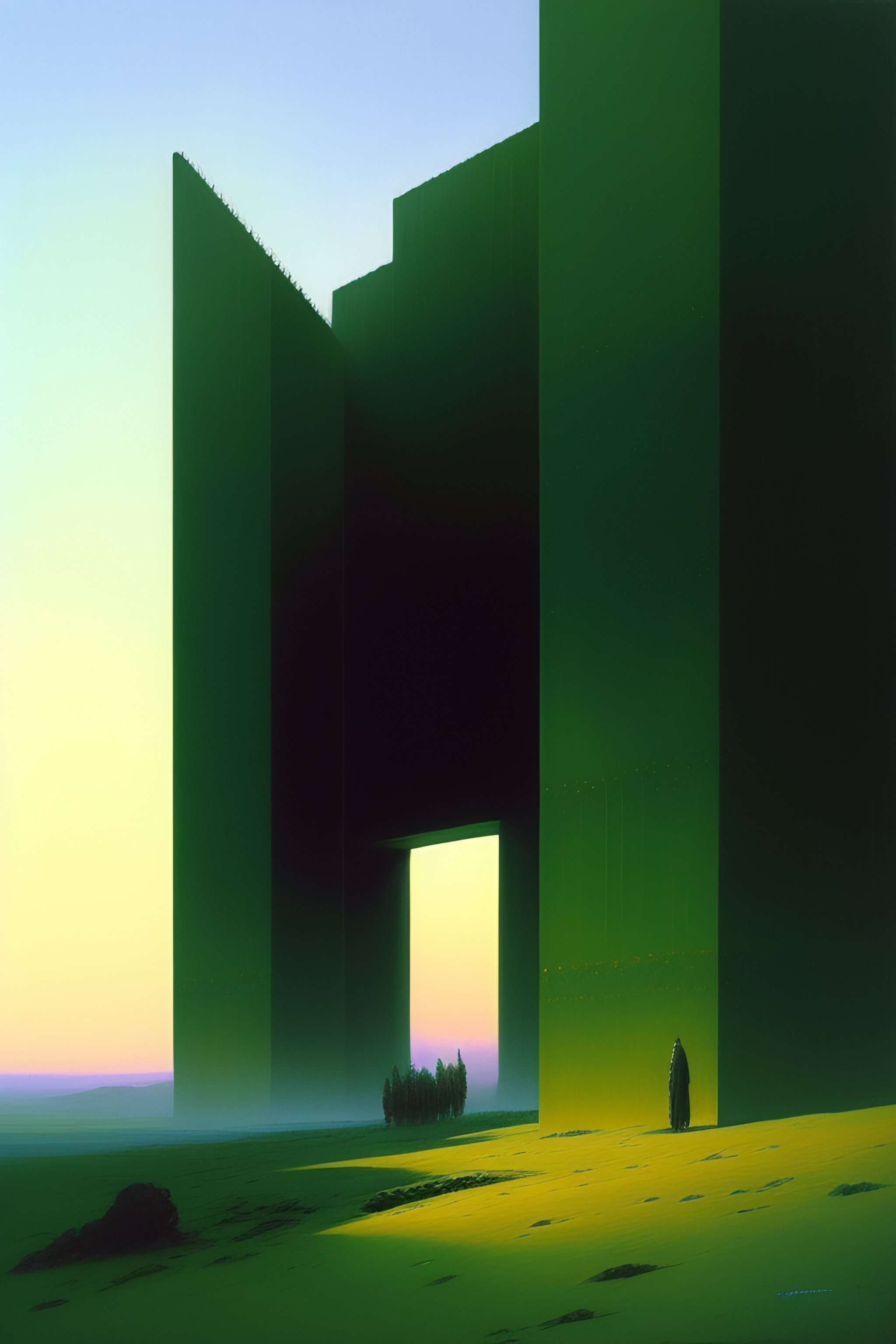 Lexica - A green shiny monolith by Beksinski, Greg Rutkowski