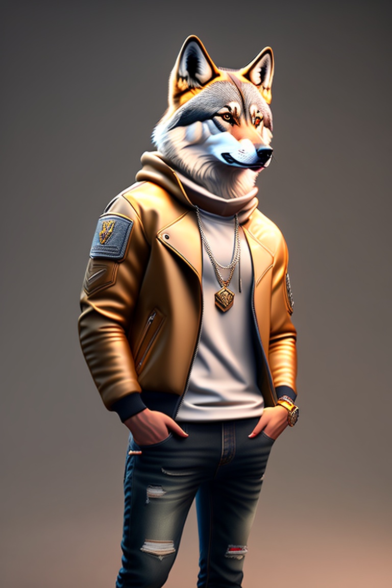 Lexica - Full body, stand up, anthro humanoid wolf, thug, hoodie and ...