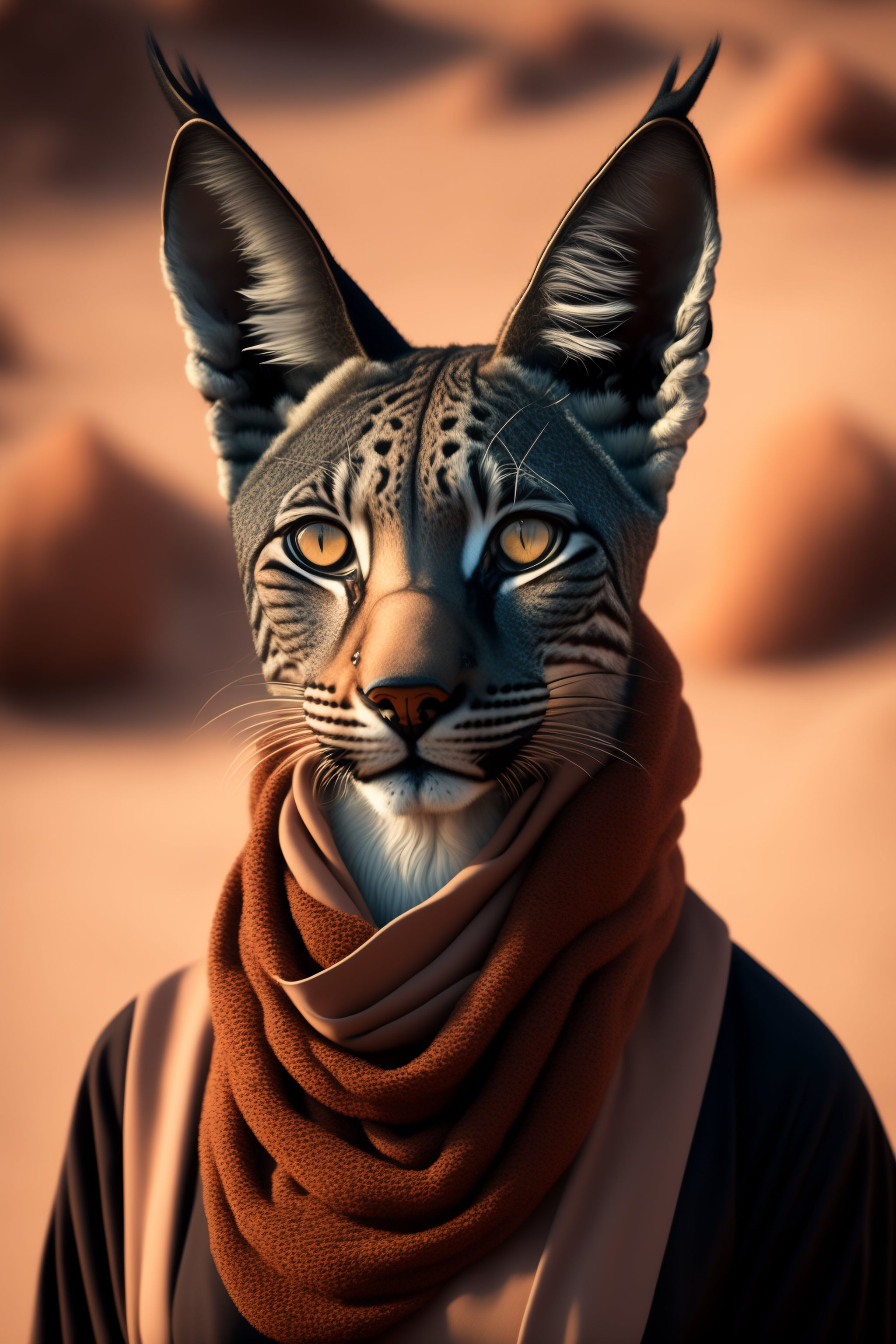 Lexica - Human-like black lynx, completely covered in short black fur ...