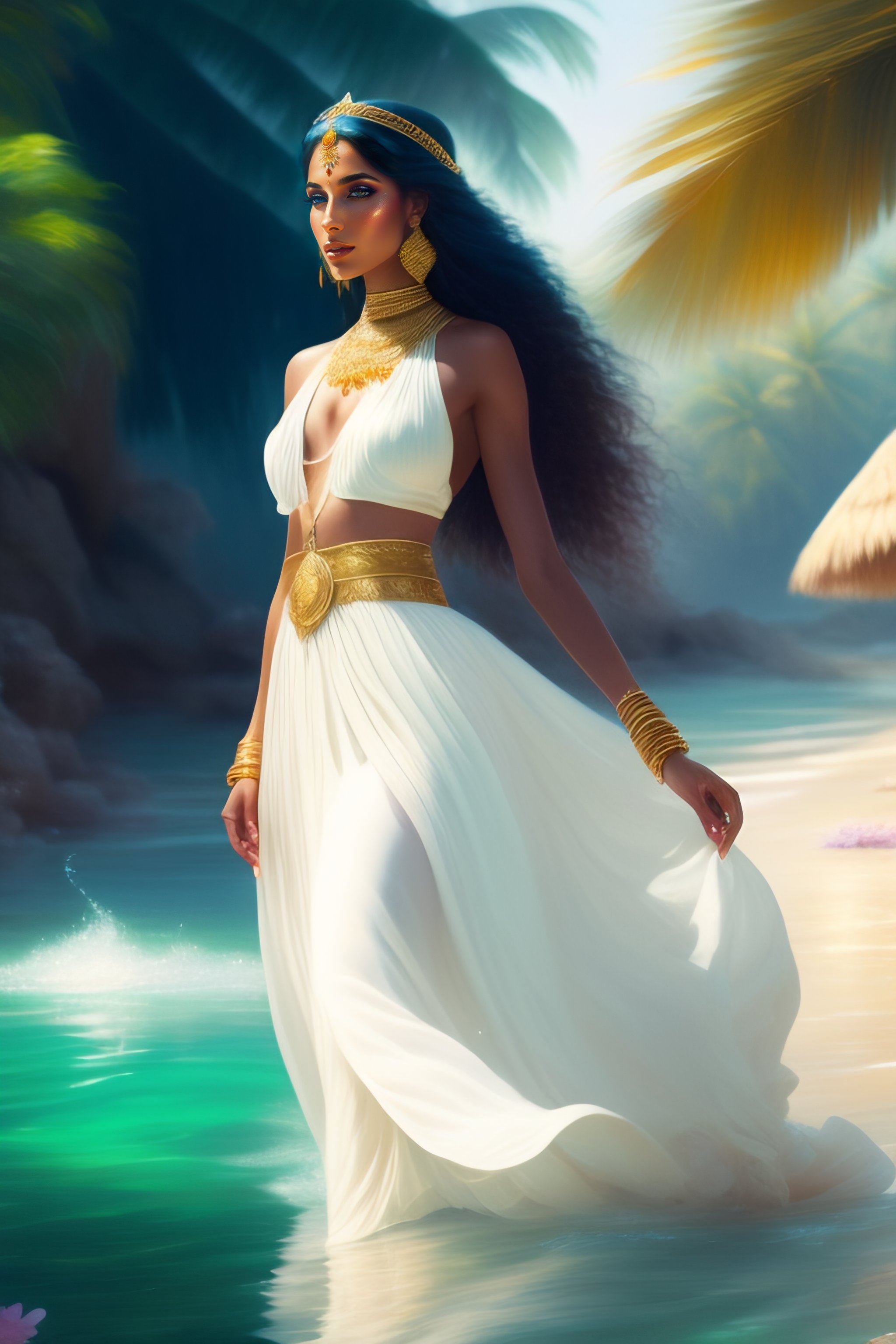 Lexica - Beautiful arabian princess wearing white clothes and gold ...