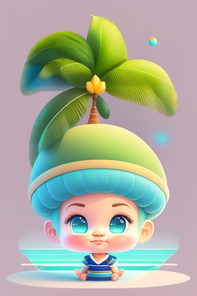 Lexica - A cute baby palm beach, cartoon type