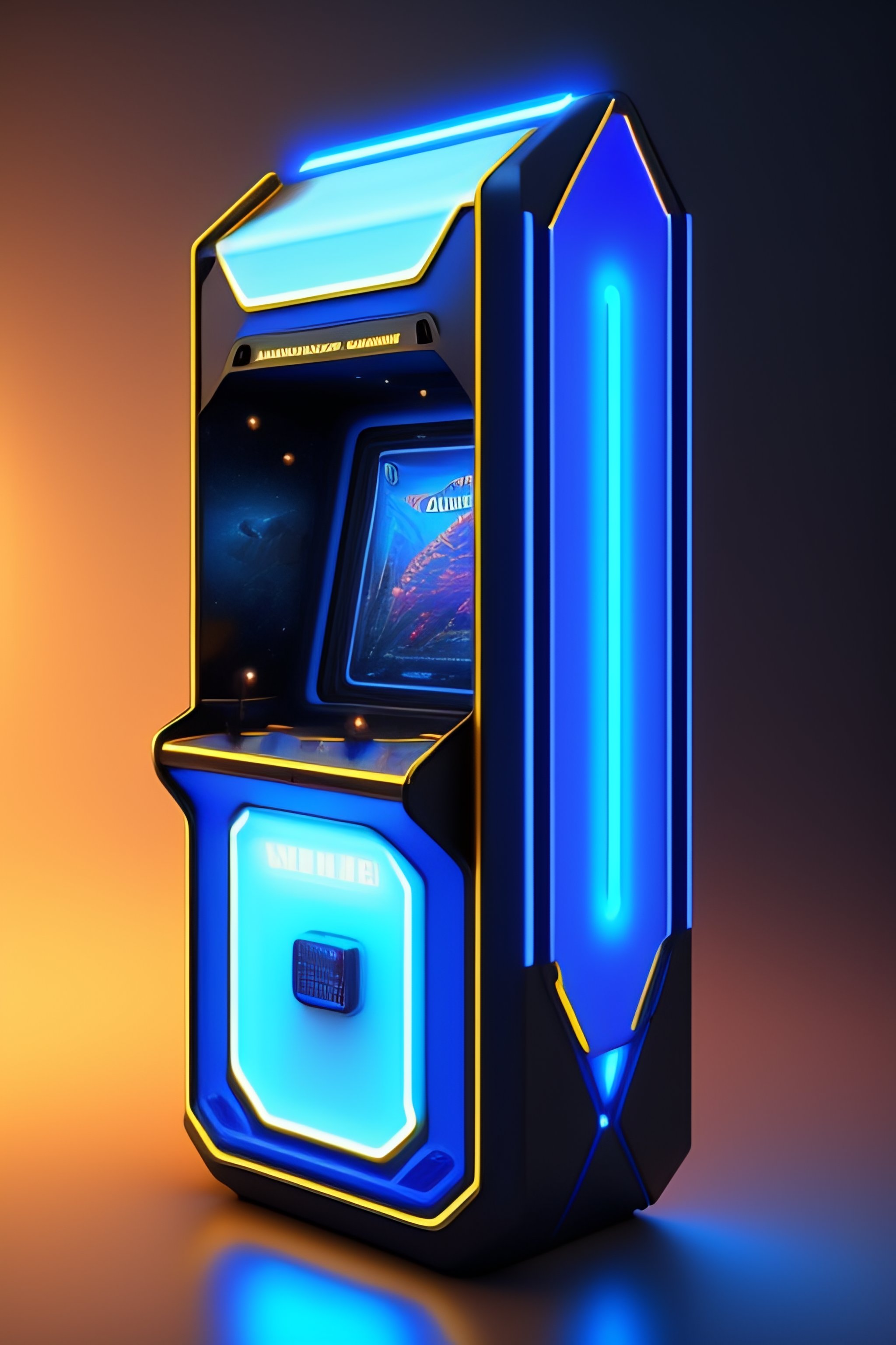 Lexica - Black Futuristic arcade cabinet, with blue electricity in a ...