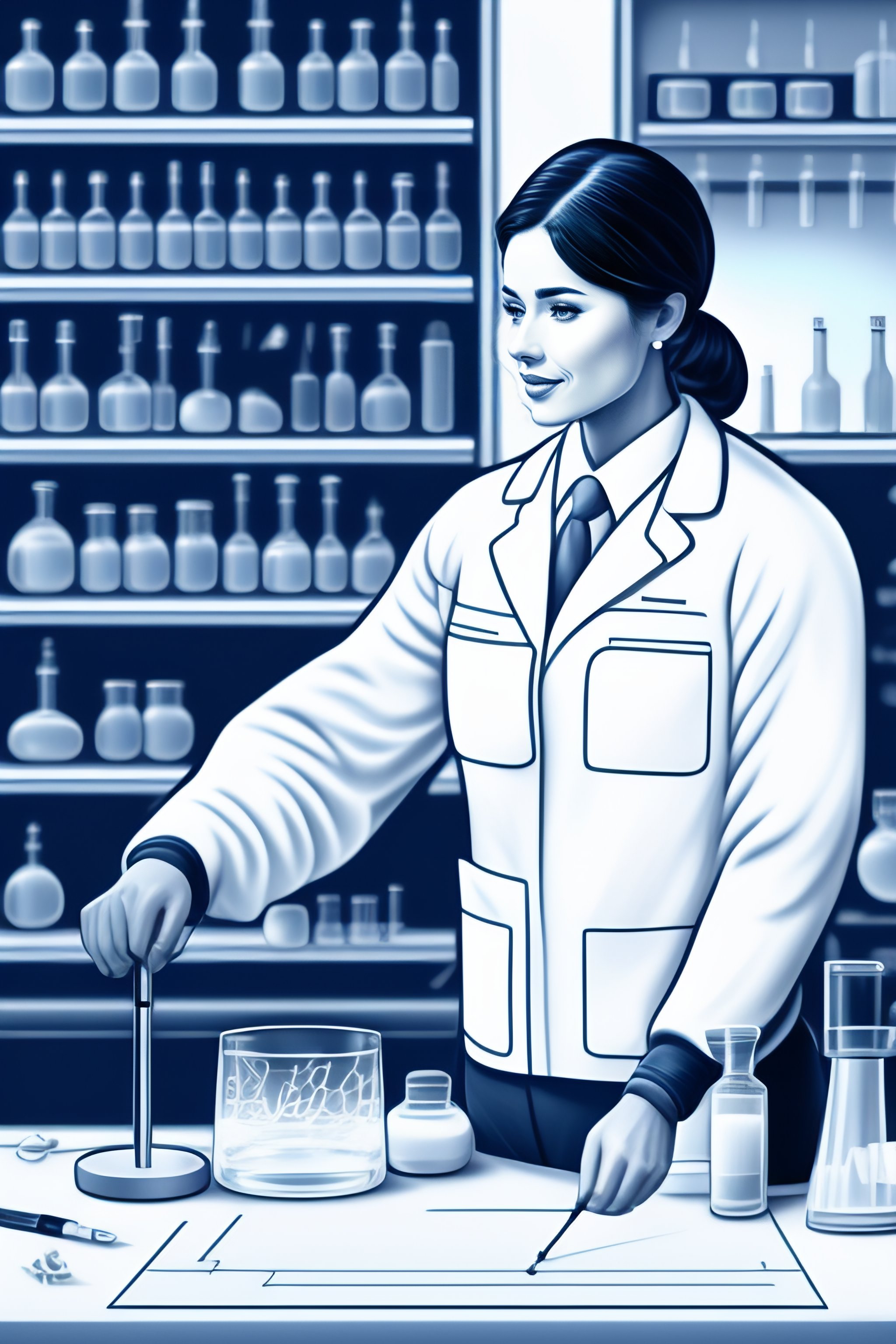 Lexica - Simple line drawing of hands opening lab coat